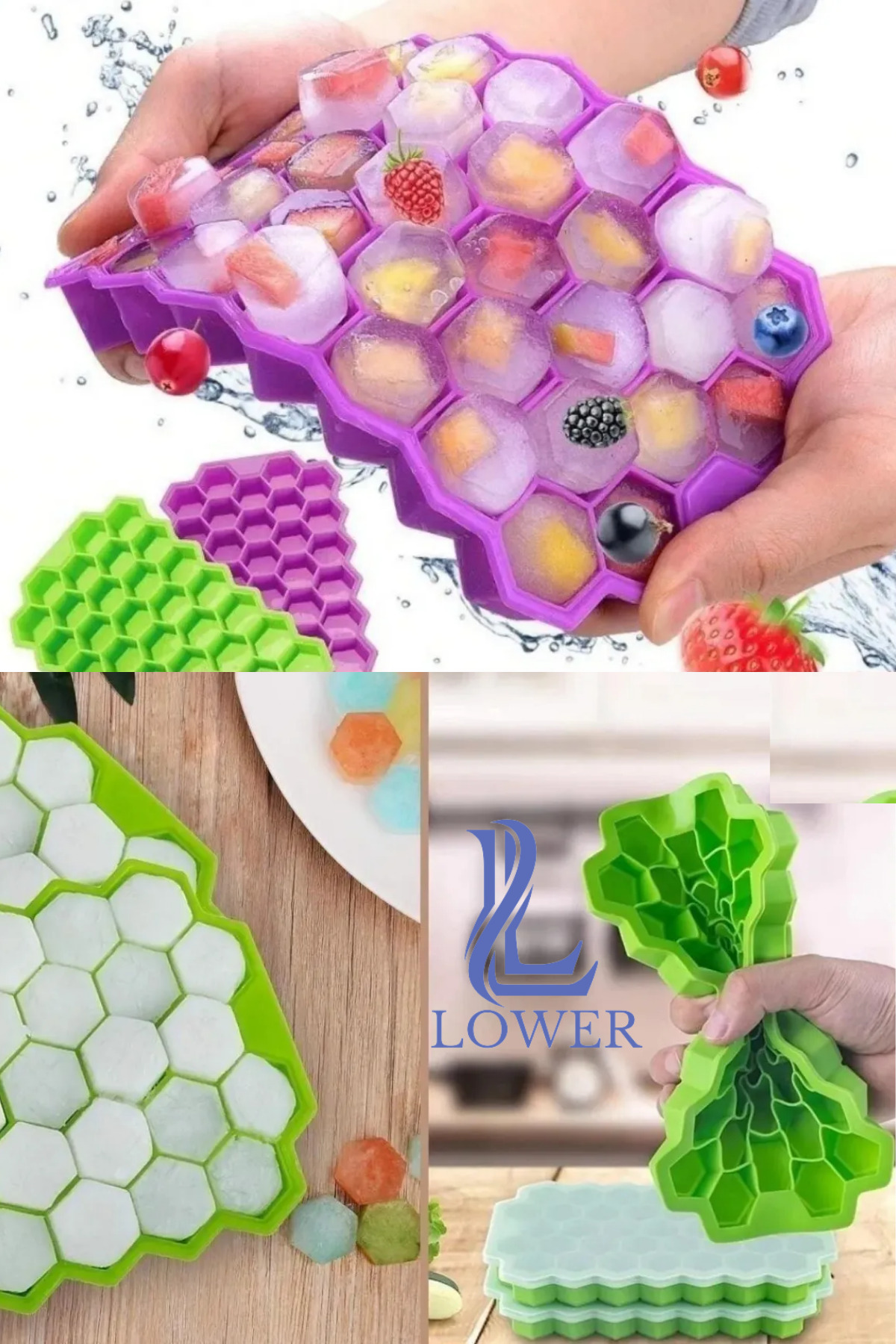 LOWER Ice Mold Honeycomb Ice Shaped 37 Pieces Presentation Ice Mold ...