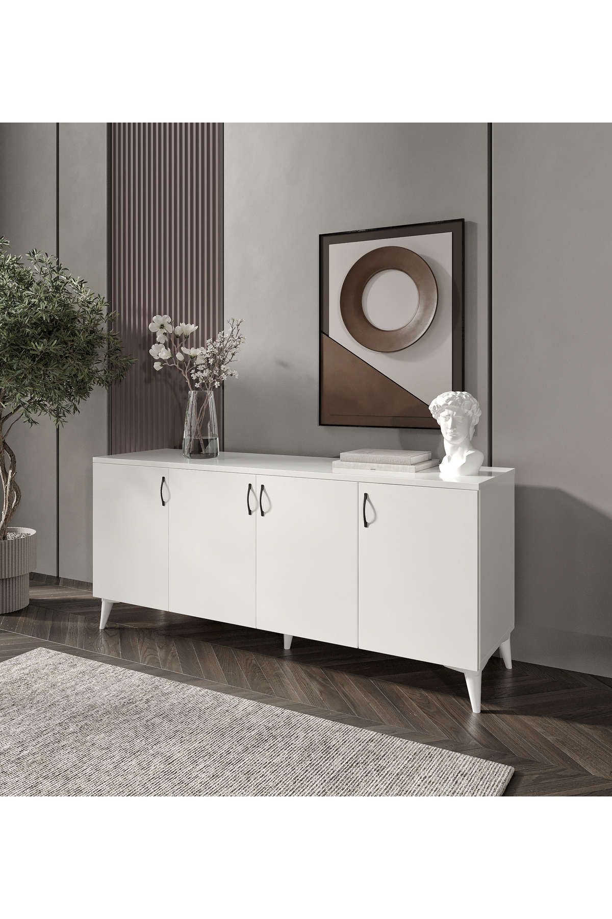 SEBOR 4 Kapaklı Modern Bölmeli Konsol Tamamı MDF - Fiyatı, Yorumları