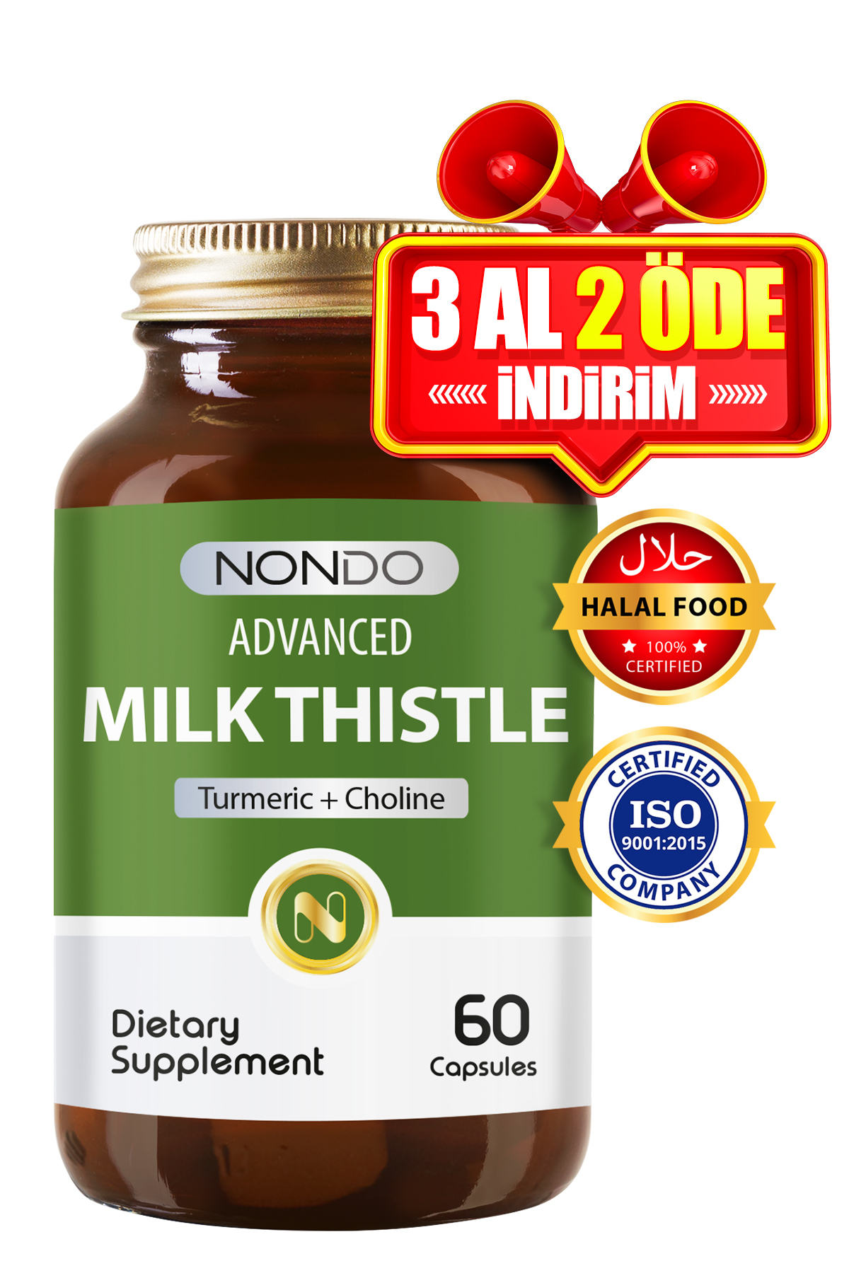 Nondo Milk Thistle 60 Kapsül ( Deve Dikeni Enginar Slibin Kolin ...