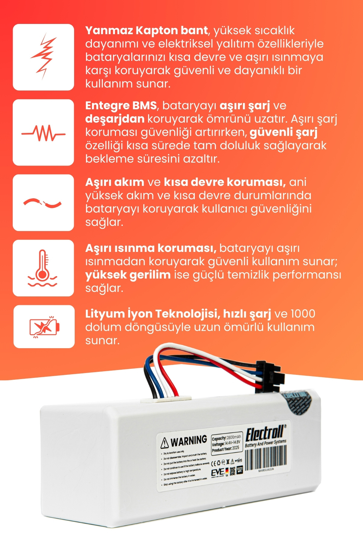 ELECTROLL Xiaomi Mijia 1C Robot Vacuum Mop P1904-4S1P-MM Batarya ...