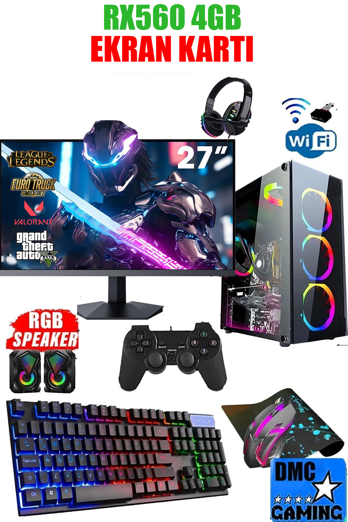 DMC N232 (PUBG,GTA 5) I5 3470 16gb Ram,512gb Ssd,4gb Rx560,27''oyuncu ...
