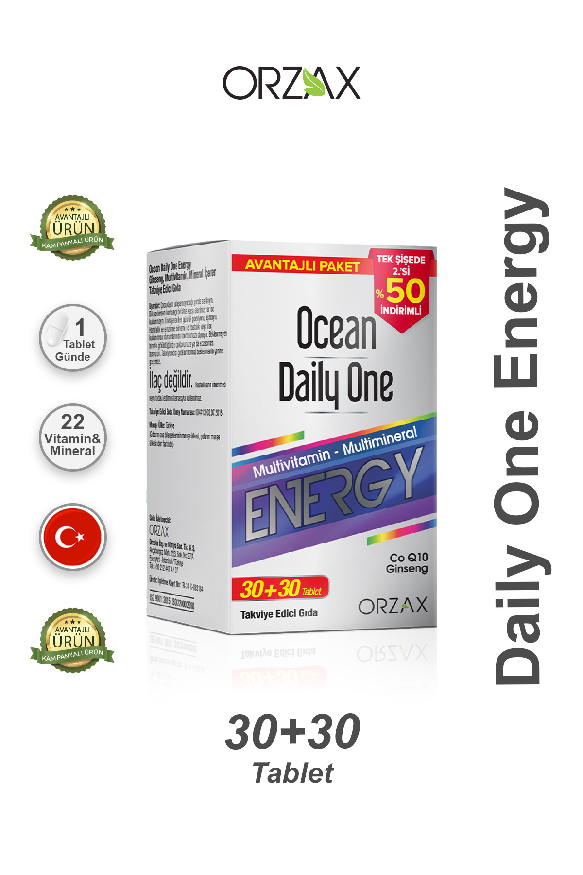 Orzax Ocean Daily One Energy 30+30 Tablet 2.si %50 - Fiyatı, Yorumları
