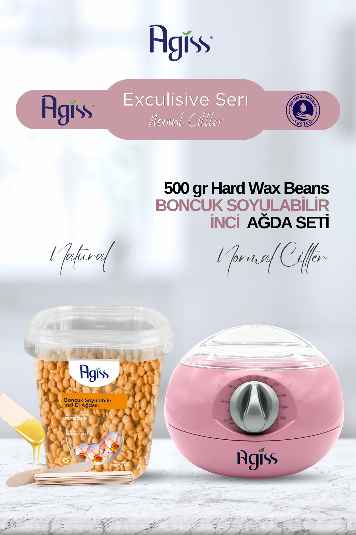 AGISS Boncuk Ağda Seti – Normal Ciltler İçin 500 gr Ağda, Gül Kurusu ...
