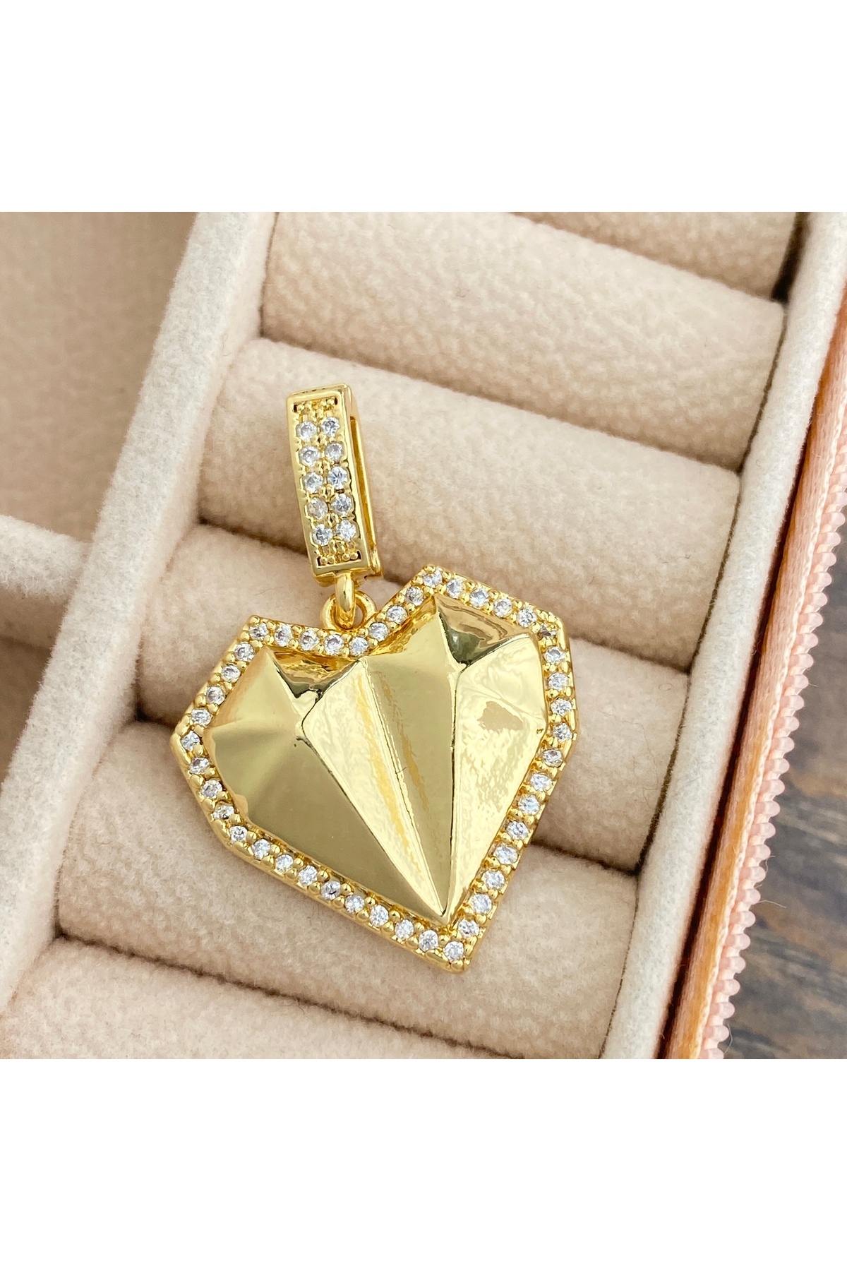 Kyver Ajda Charm Ajda Bilezik Charmı Zirkon Taşlı Kalp3 Model Gold ...
