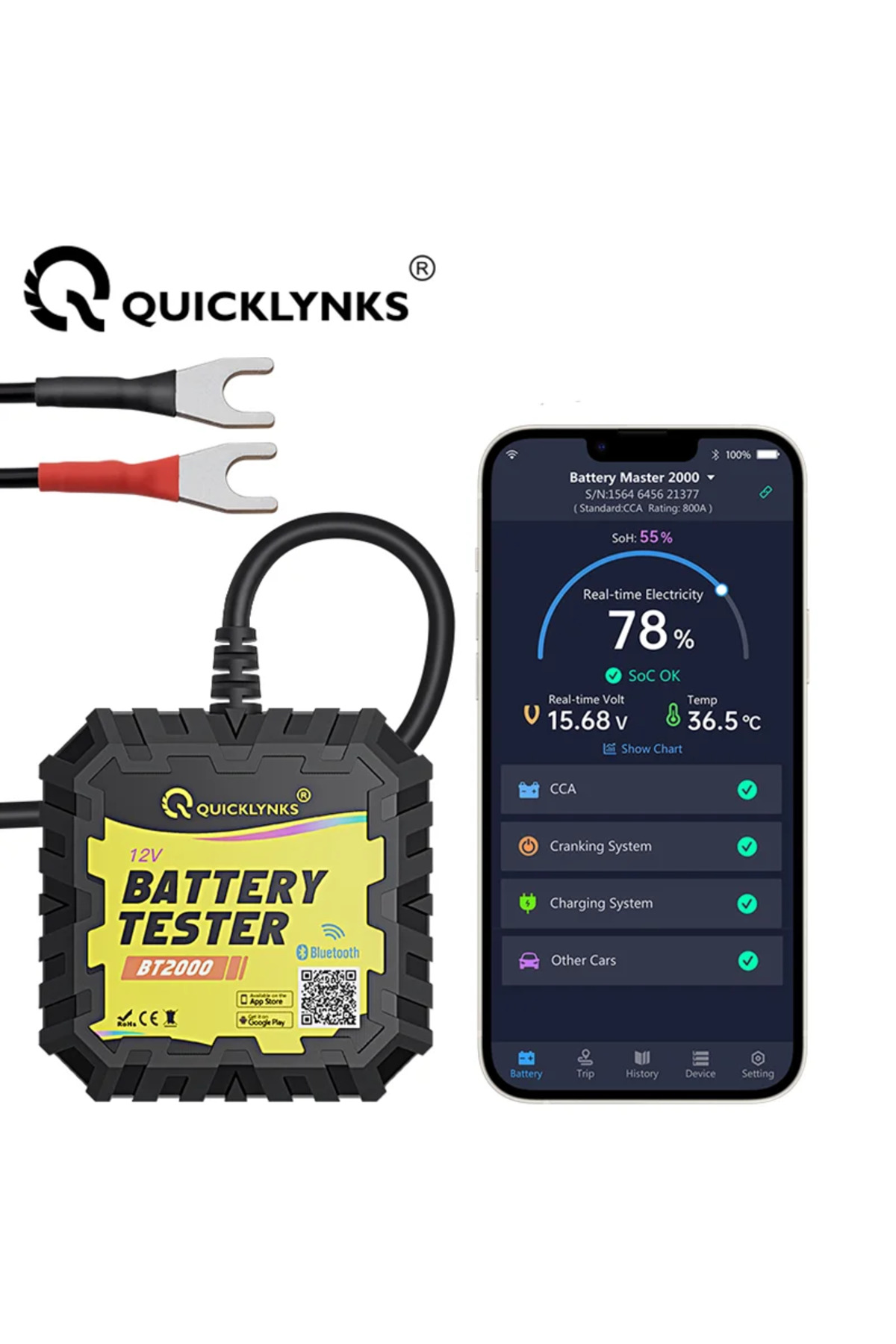 Choice Quicklynks Bt2000 12v Battery Test Bluetooth Monitor Battery ...