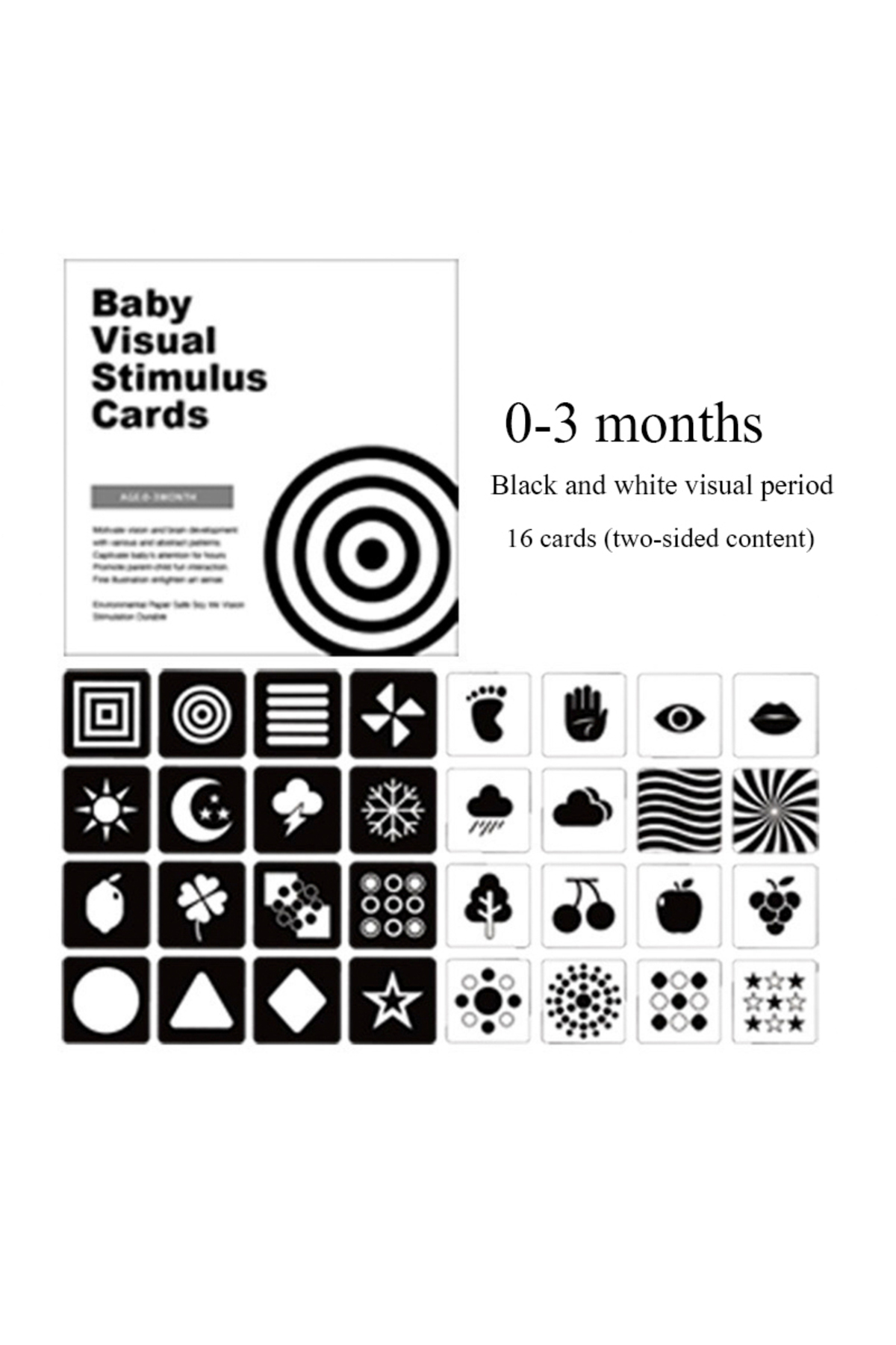 Choice A Montessori Baby Visual Stimulation Card Toys Black White Flash ...