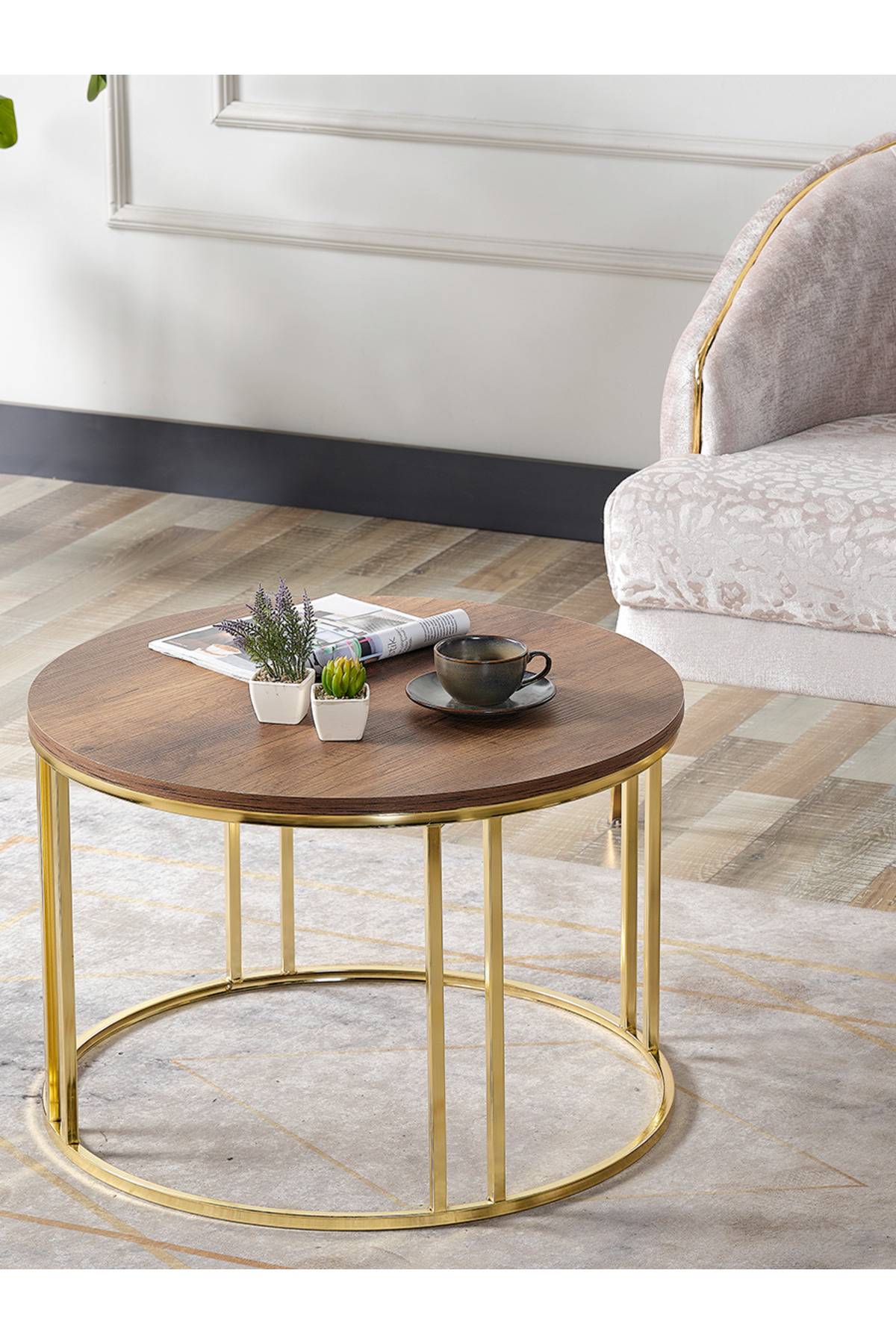 SEDAŞ LIVING UNITS Salon Orta Sehpa 70 CM KOYU CEVİZ Suntalam (Gold ...