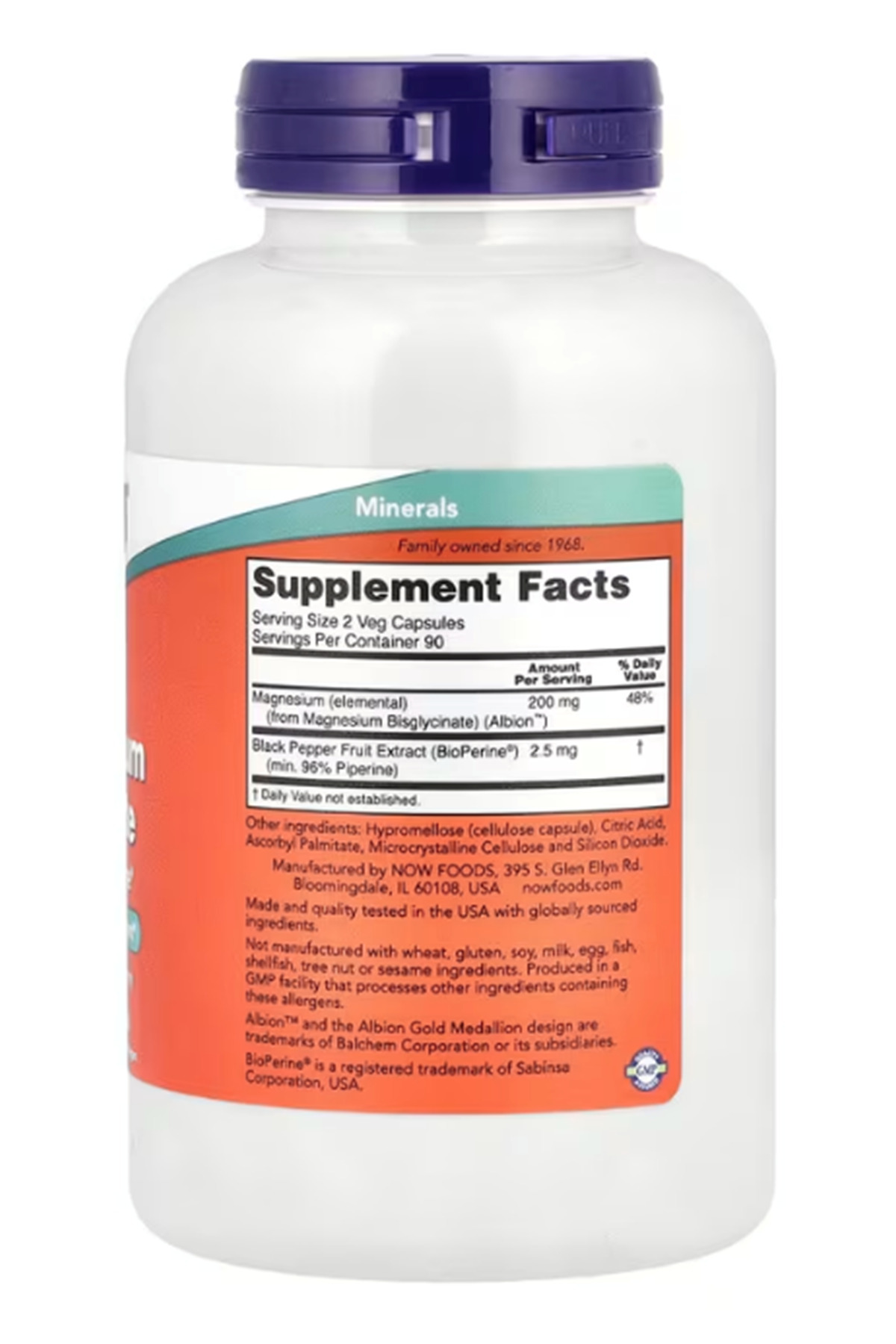 Now Foods , Magnesium Glycinate With Bioperine®, 180 Veg Capsules.3846 ...