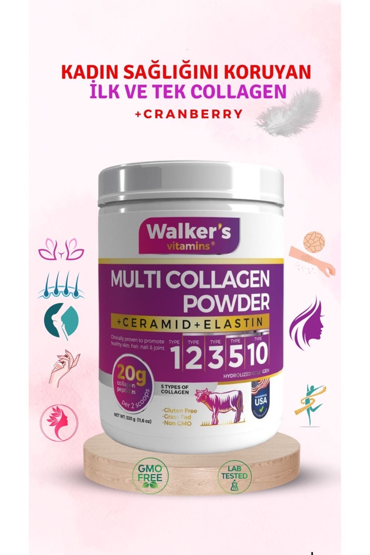 Walkers Walker`s %100 Saf ve Doğal Ceramide, Elastin, Cranberry, içeren ...