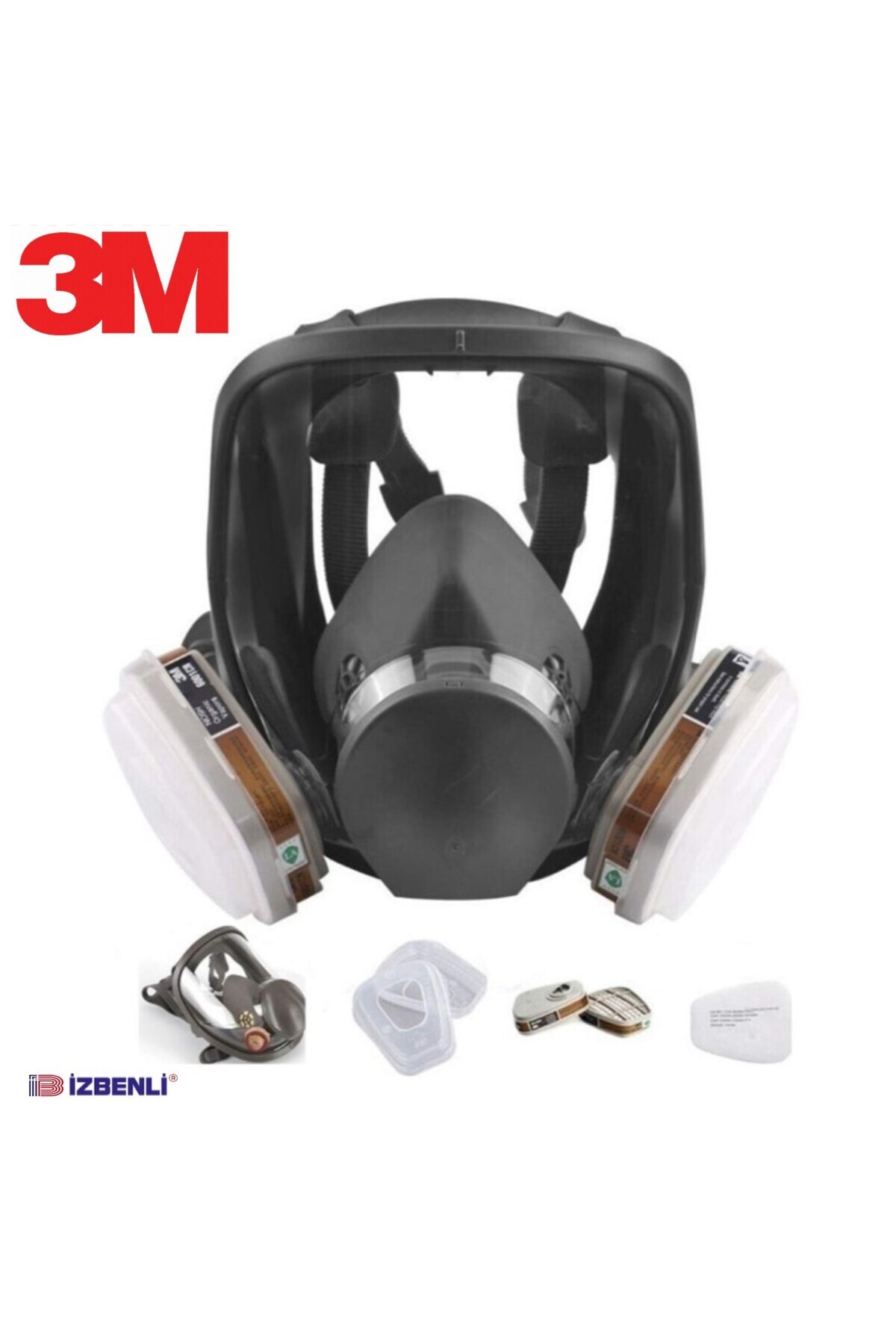 3M RD Tehlikeli Kimyasallar (Kükürt Dioksit Hidrojen Sülfür) Tam Yüz Gaz Maskesi (FİLTRELİ) S ...