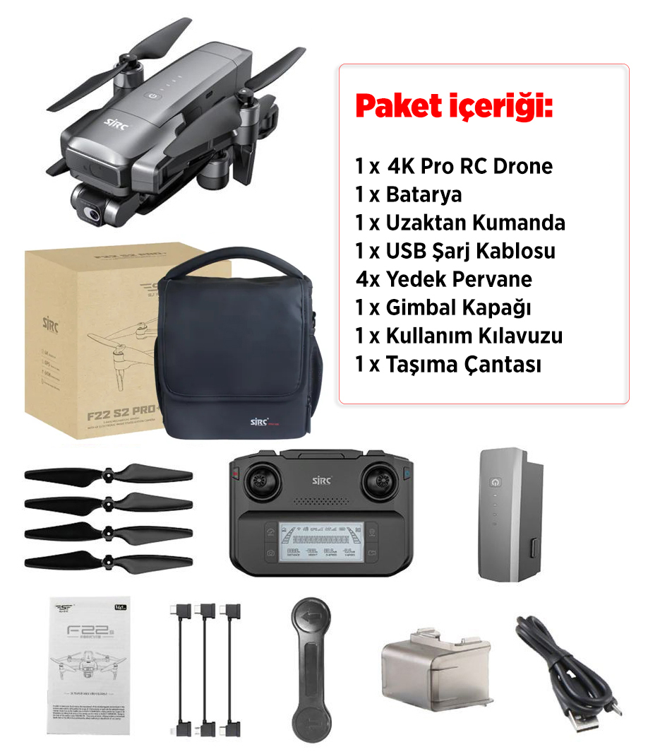 SJRC F22 S2 Pro 4k Kameralı Drone Seti-6km Menzil Çarpışma Sensörü 40 ...