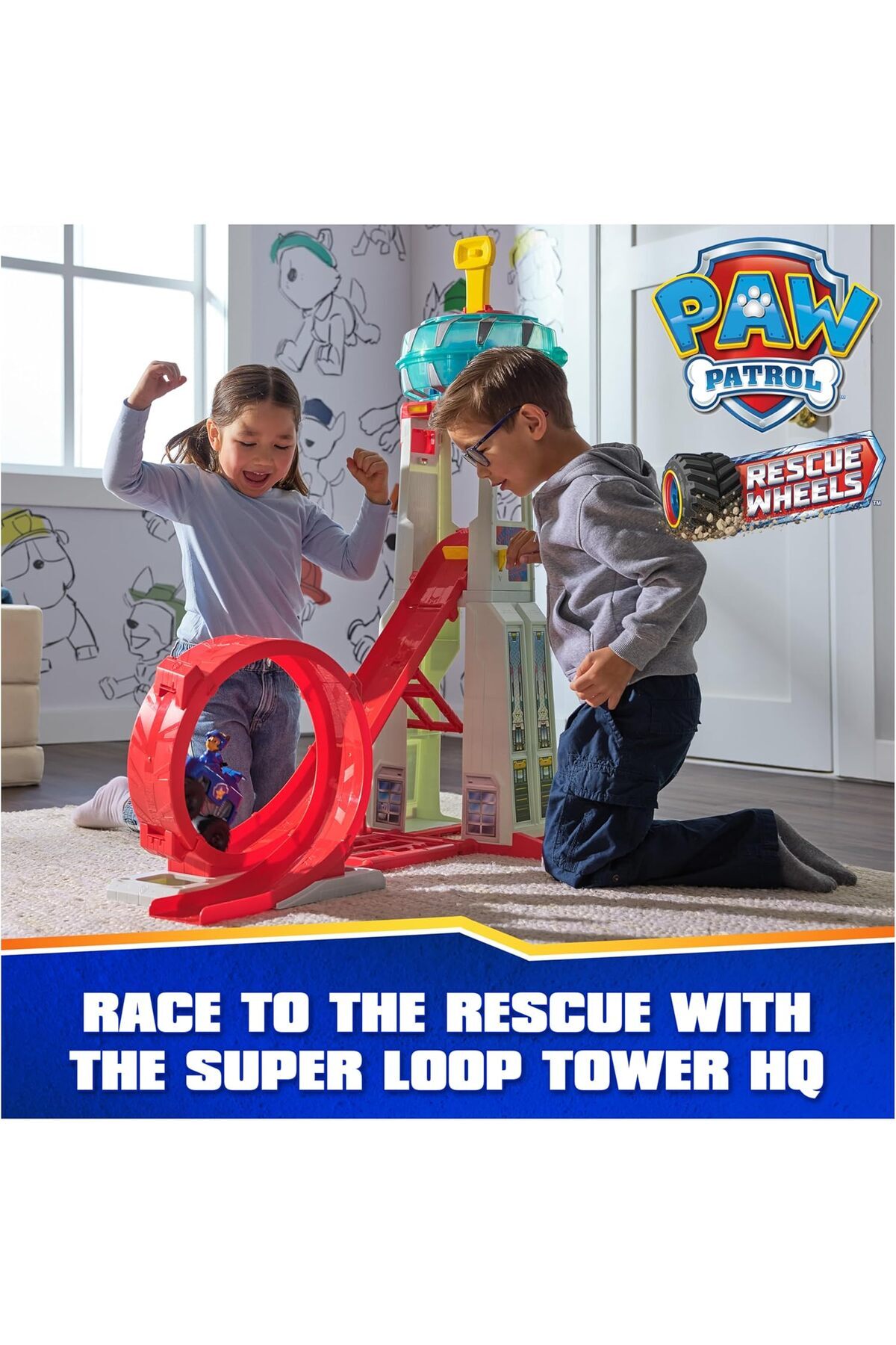 Cici Oyuncak Rescue Wheels Super Loop Tower HQ, with Light, Sound Paw Patrol Dev Oyun Seti ...