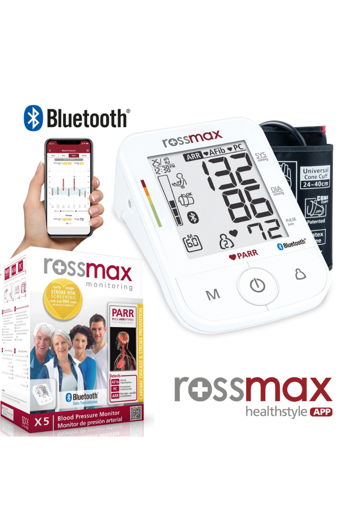 Rossmax X5 Bt Bluetooth Tam Otomatik Koldan Ölçüm Dijital Tansiyon ...