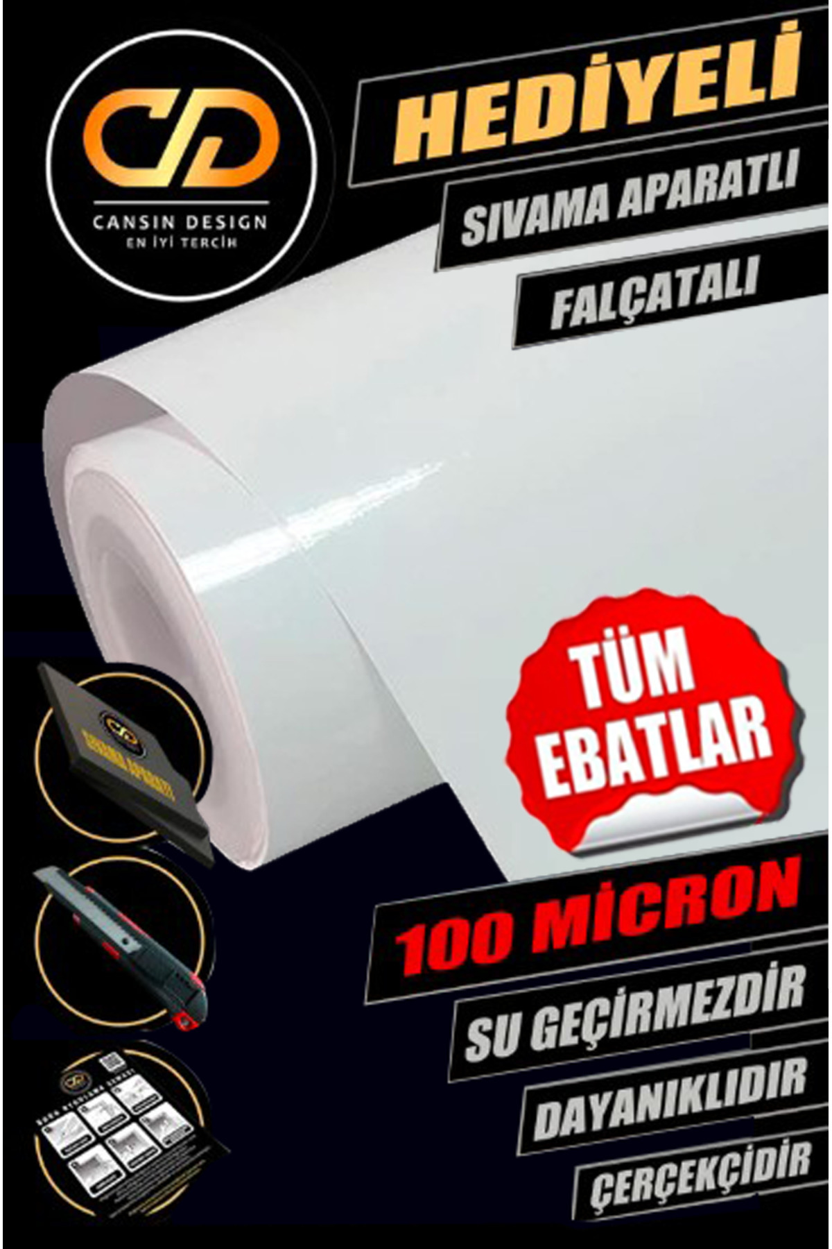 JANSIN HOME Yapışkanlı Folyo Parlak Beyaz Lake Pvc Dolap, Tezgah ...