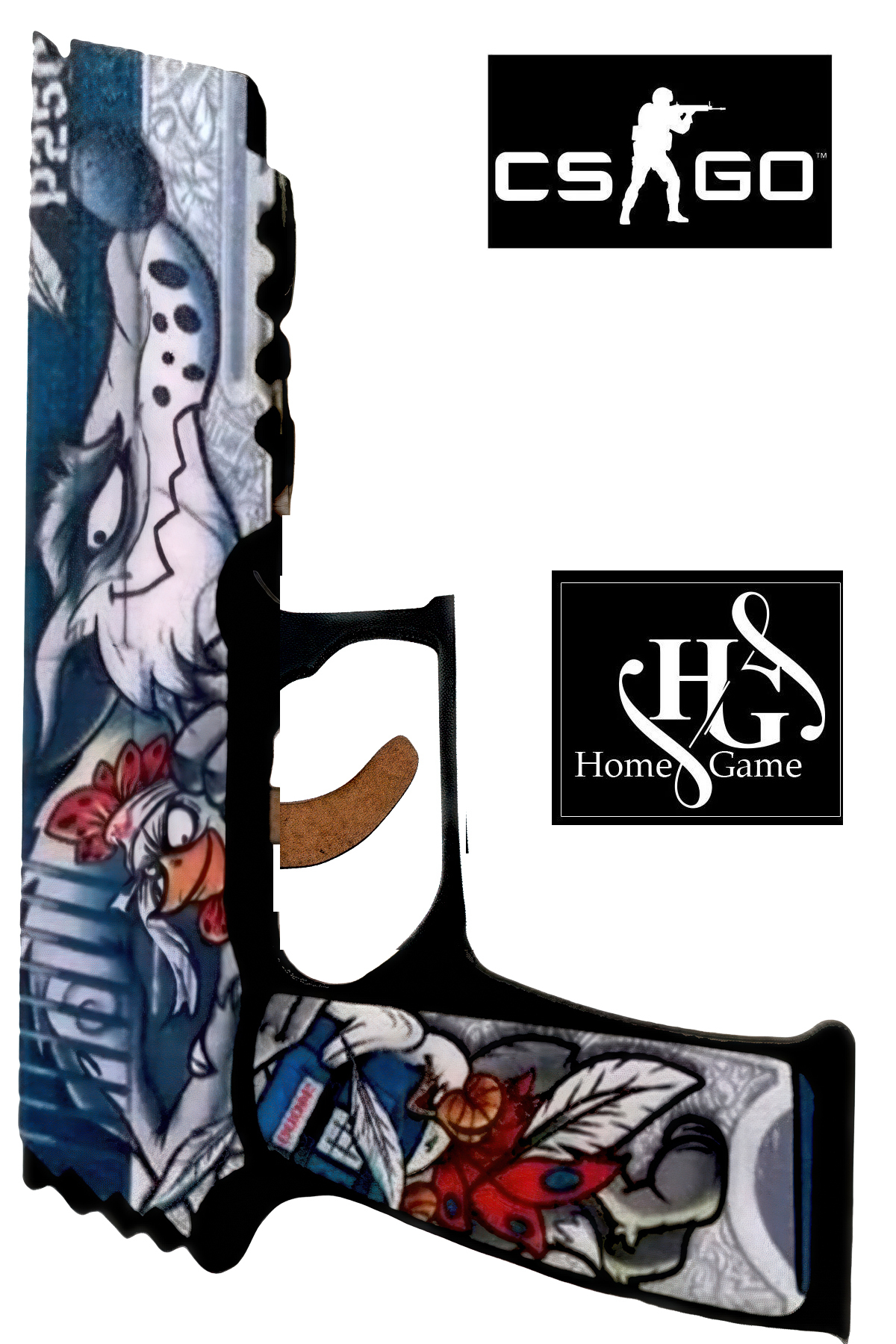 HG Home&Game Ahşap Cs-go Crazy Feather P250 Lastik Atar Oyuncak Tabanca ...