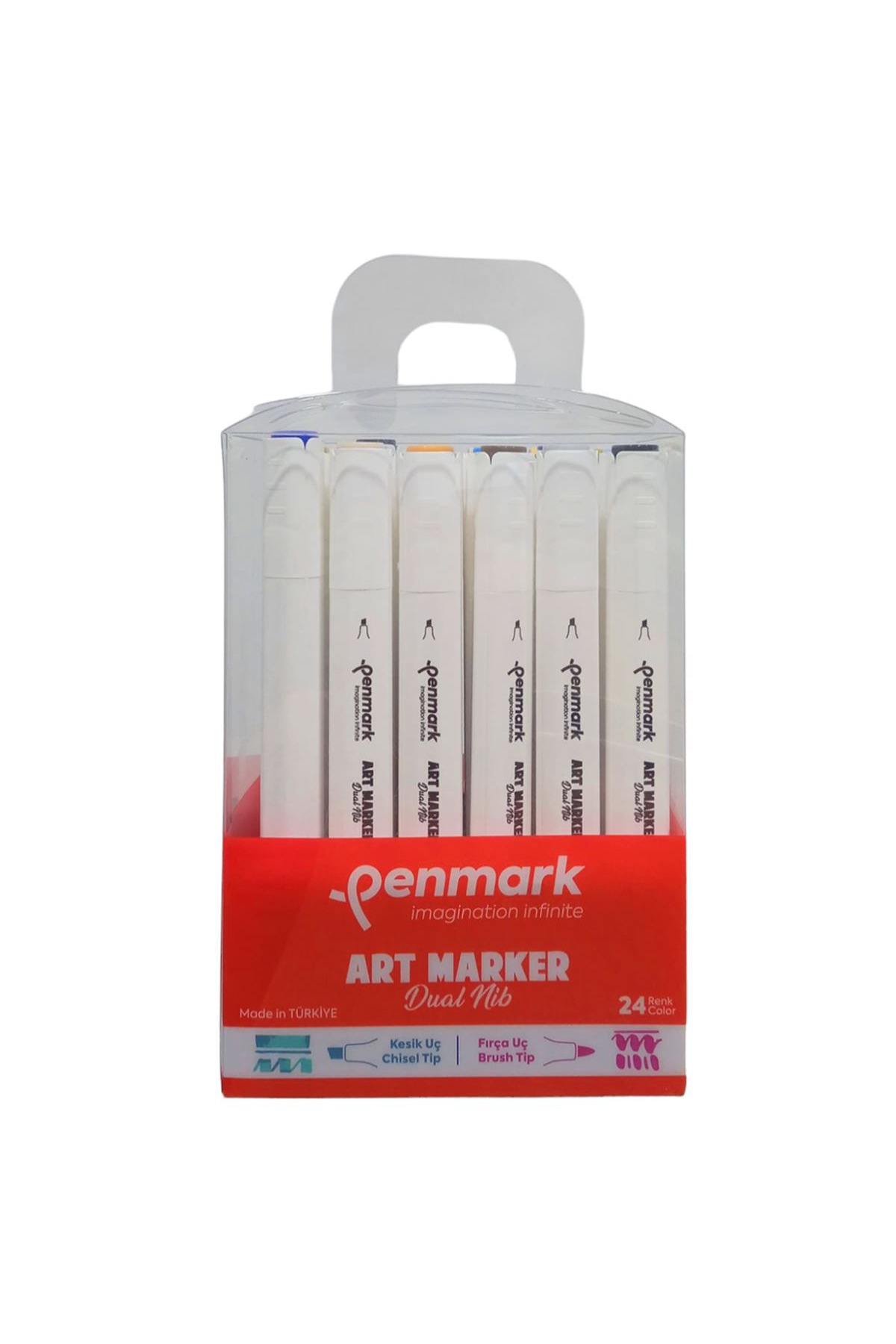 penmark MARKER ÇİFT TARAFLI FIRÇA UÇ - KESİK UÇ 24 RENK PAKET - Fiyatı ...