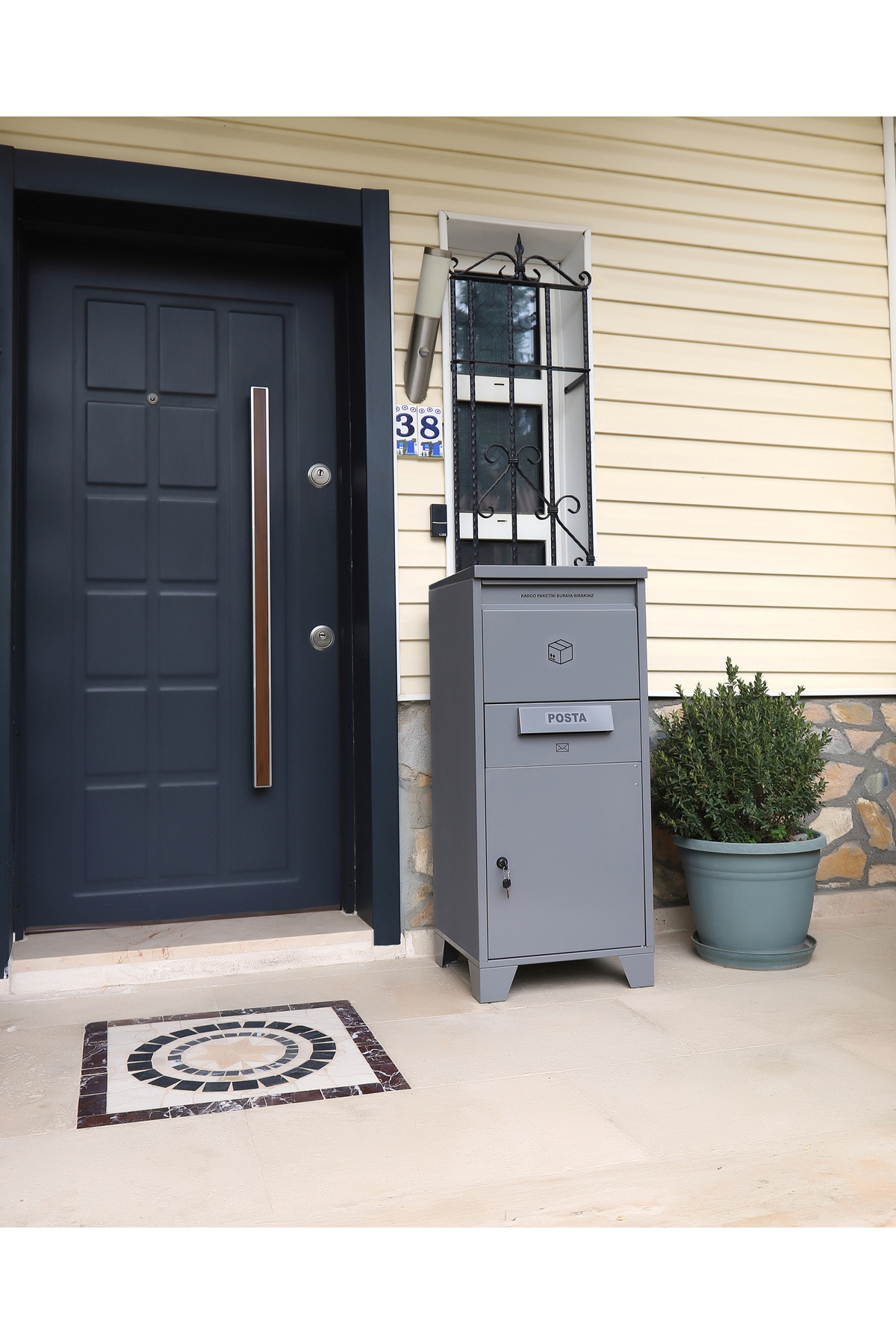 ZELFBOX XL KARGO VE POSTA TESLİM DOLABI-ÇİFT TARAFLI KAPAK (DUSY GREY ...