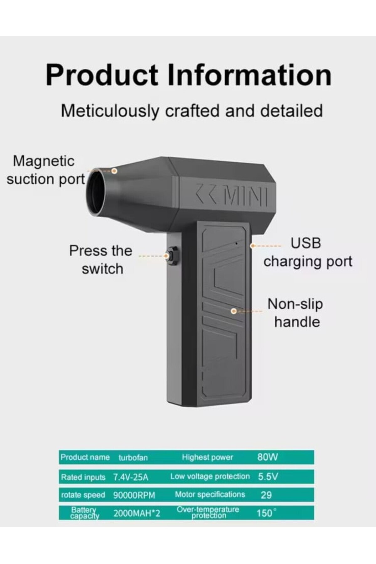 Unichrome Çift Başlıklı Jet fanı | Mini Jet Fan | Super Power Turbo Fan ...