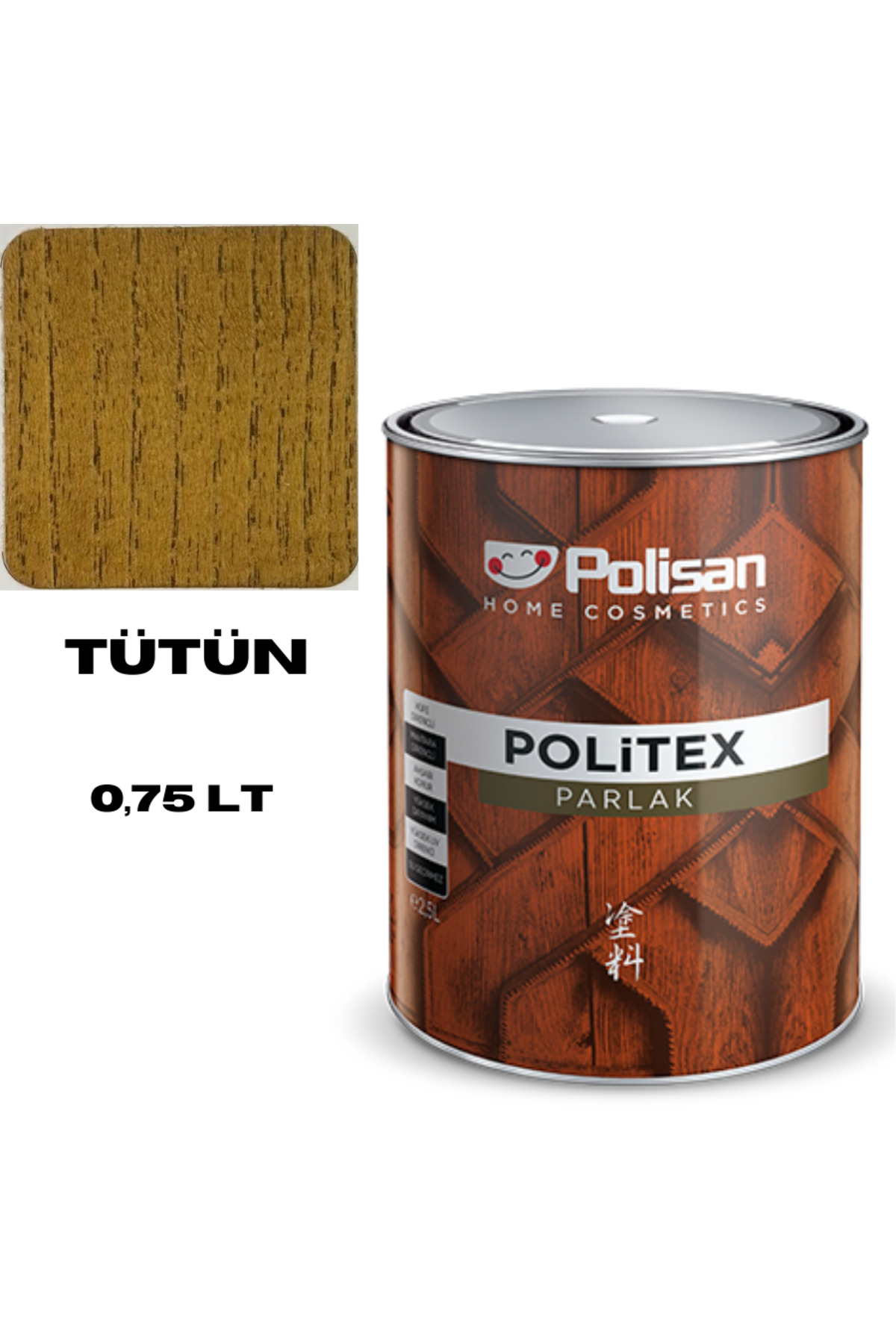 Polisan POLİTEX PARLAK VERNİK AHŞAP KORUYUCU 0,75 LT "TÜTÜN" RENK ...