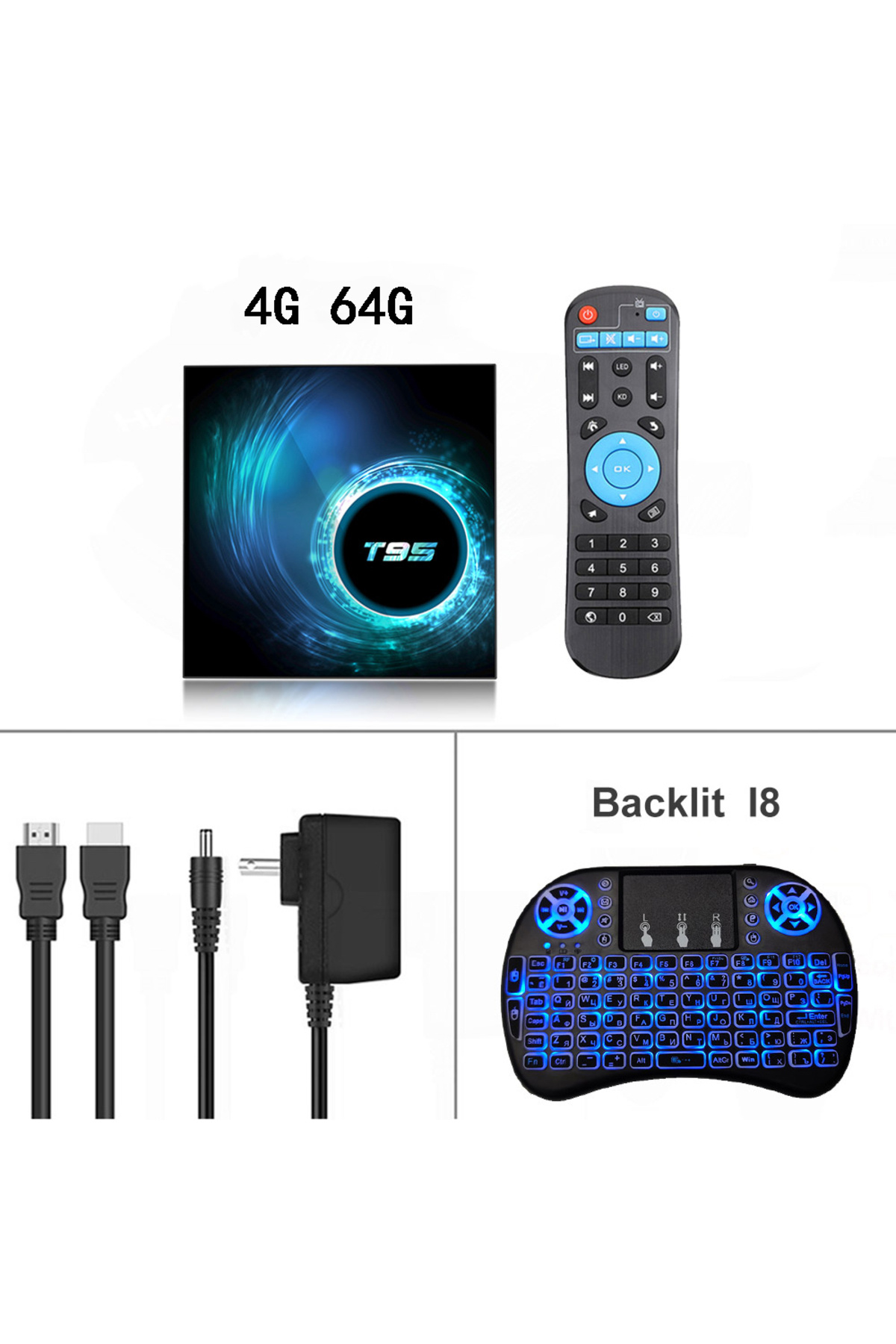 Choice EU Plug 4G 64G Keyboard Smart TV Box 2026 T95 Plus HD 6K Android ...