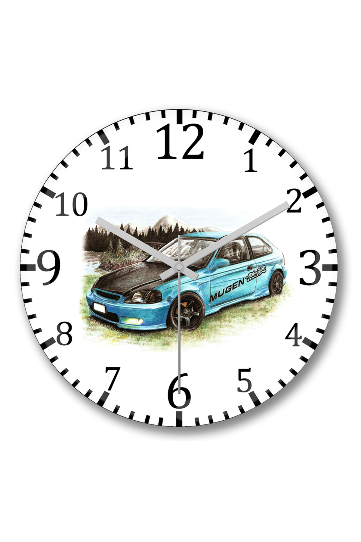 BASKI DÜNYASI Honda Civic Mugen Wall Clock Curved Real Glass- Trendyol