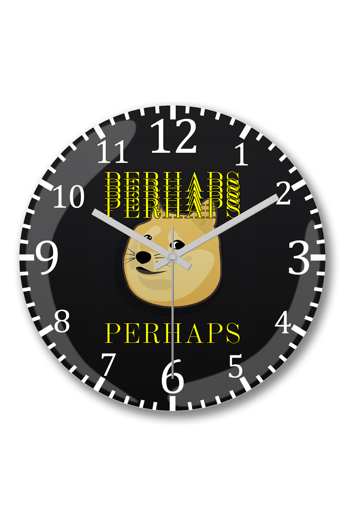 BASKI DÜNYASI Perhaps Doge Wall Clock Curved Real Glass- Trendyol