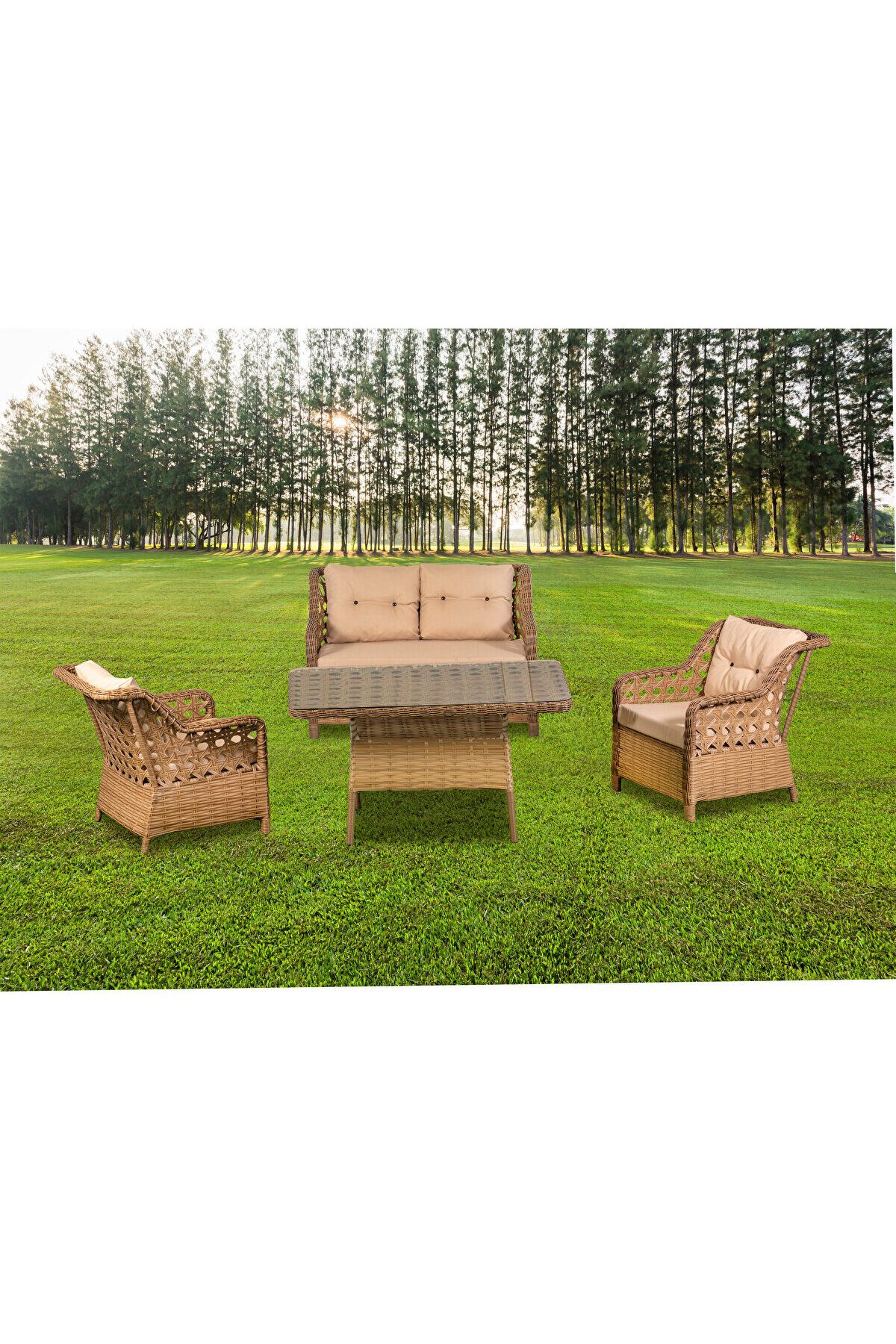 Rattani Sirius Model 2+1+1 MASA HEDİYE Rattan Bahçe ve Balkon takımı ...