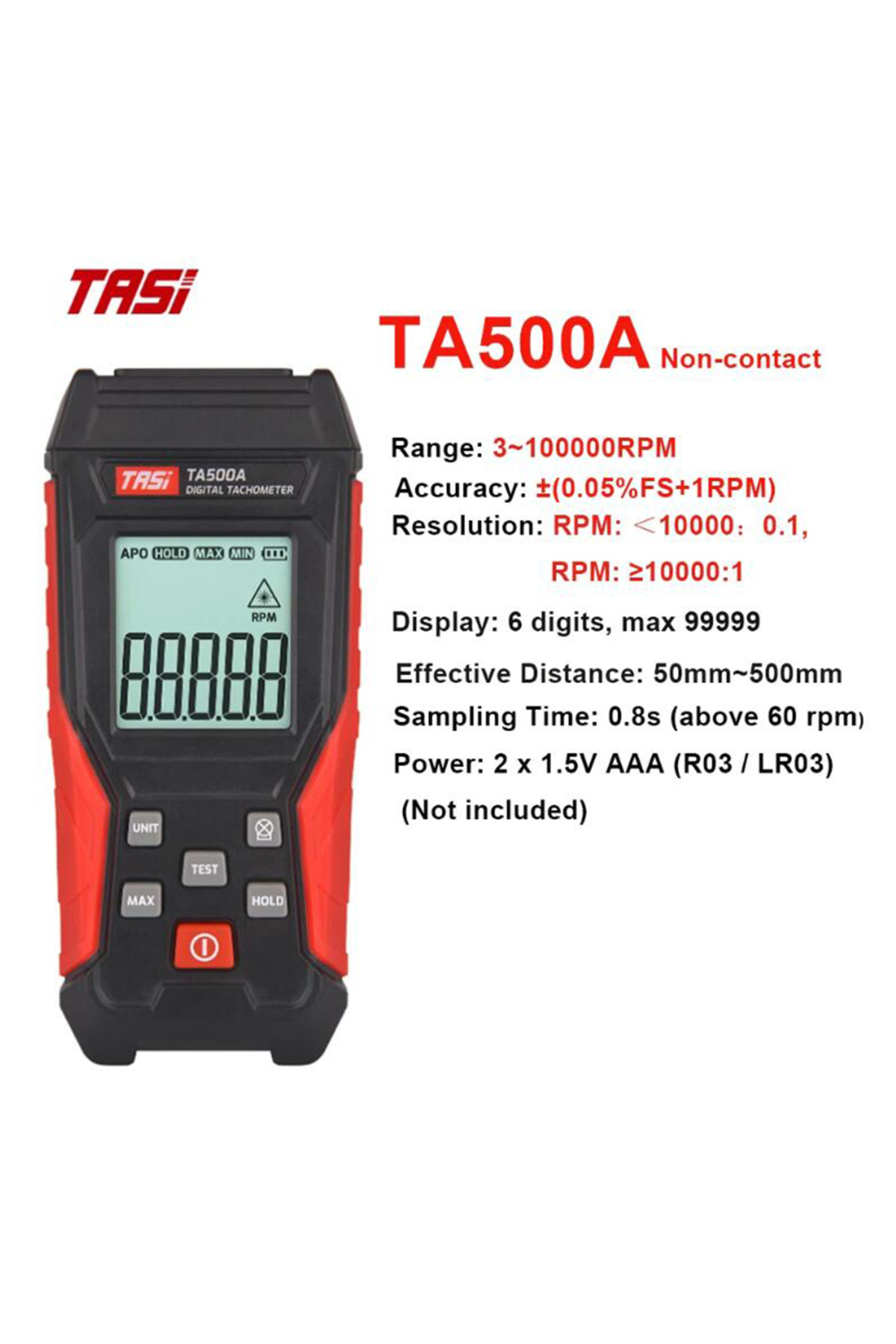 Choice TA500A TASI TA500A/B/C Tachometer Contact&Non-contact Digital ...