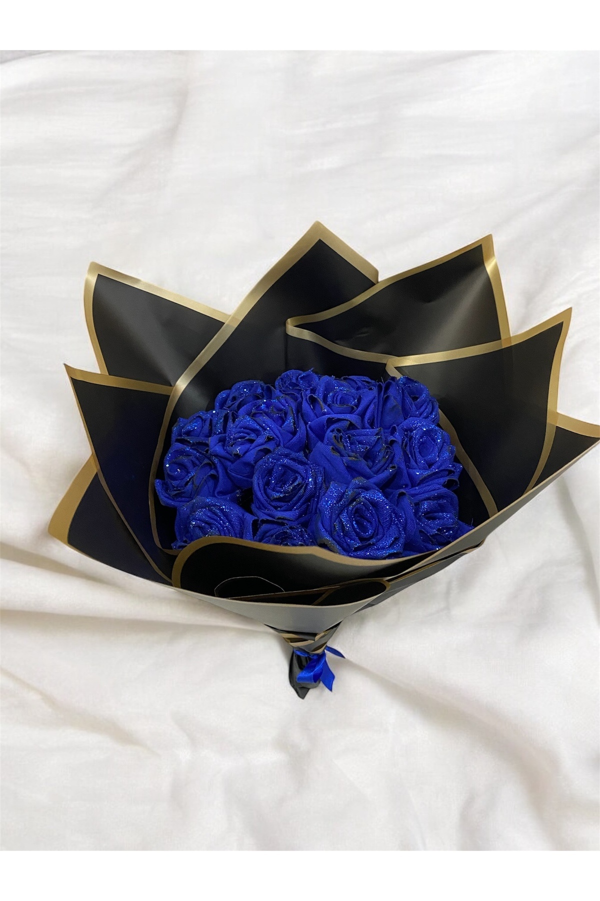 Baalaa Gerçek görünümlü-El yapımı-simli 15 adet kumaş gül- yapay çiçek ...