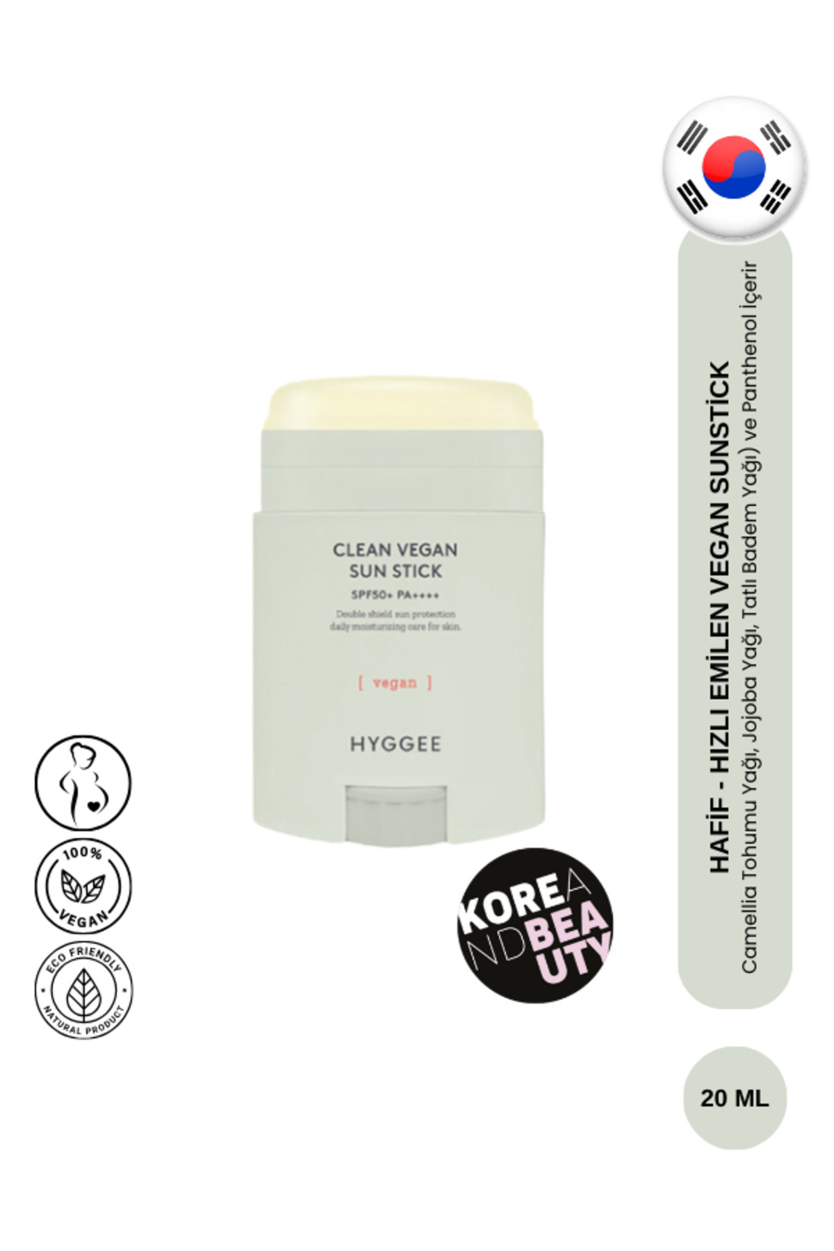 HYGGEE Vegan Sunstick 20g | Stick Yüz Güneş Kremi Vegan | Spf 52.2 | Pa ...