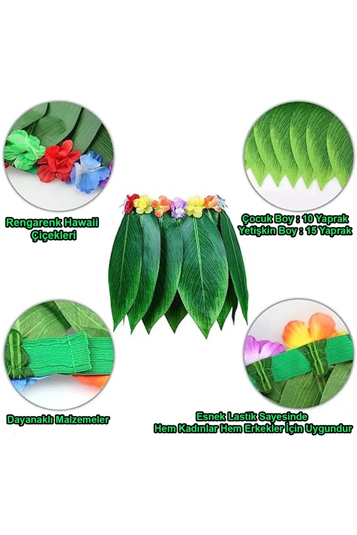 SİMYA TİCARET Tropikal Esintili Hawaii Yapraklı Parti Eteği Çocuk Boy ...