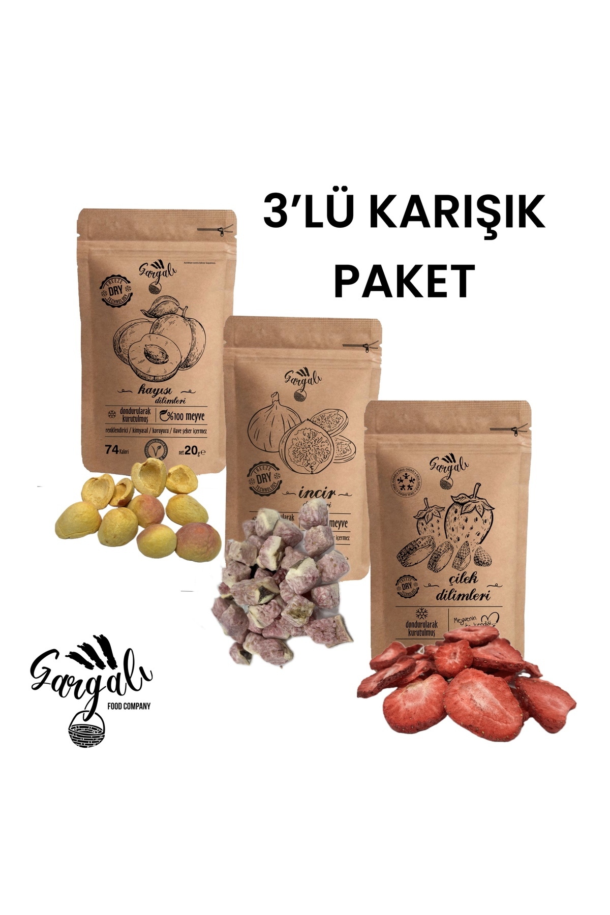 gargalı Karışık Meyve Sepeti - Dondurularak Kurutulmuş Meyve Cipsi ...