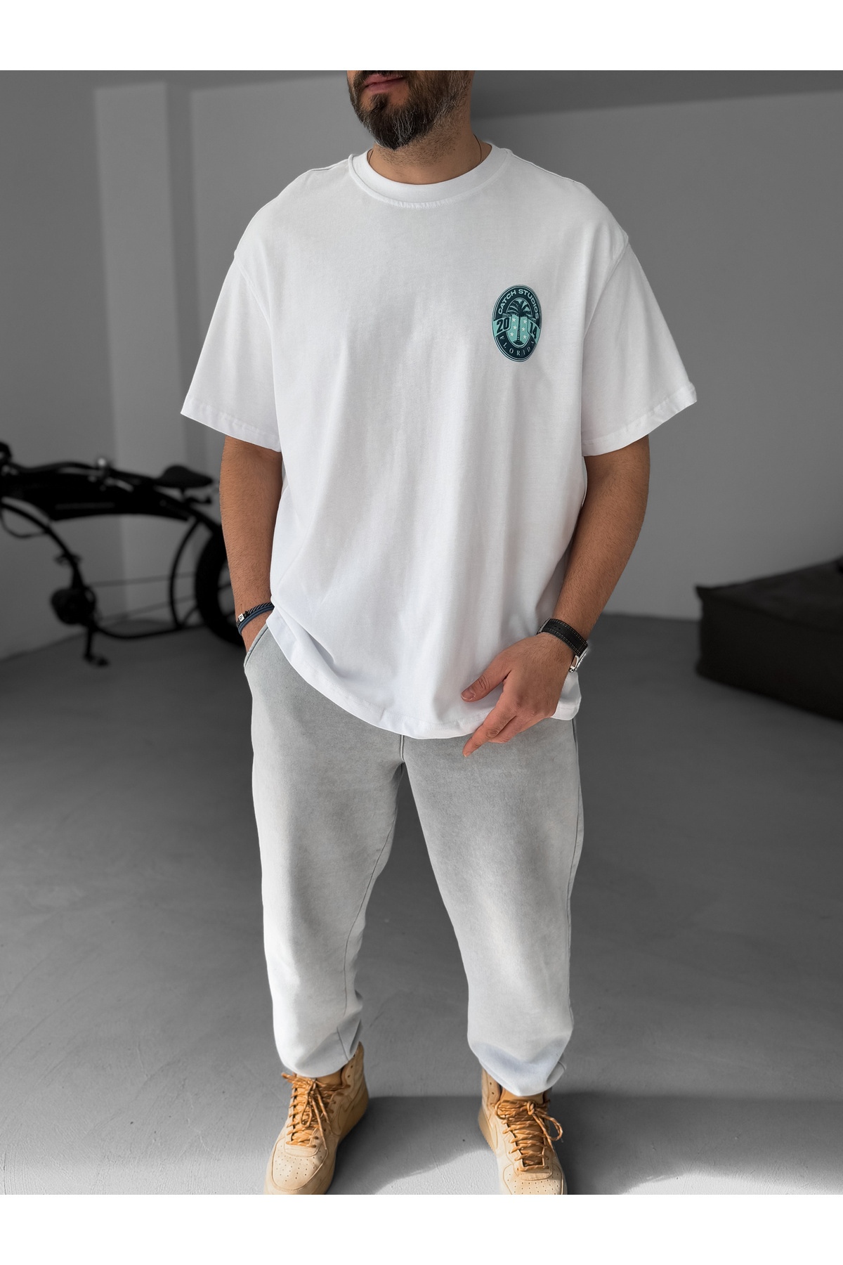 BYBASICMAN Beyaz Palm Stamp Oversize T-Shirt C-021Fiyatı, Yorumları ...