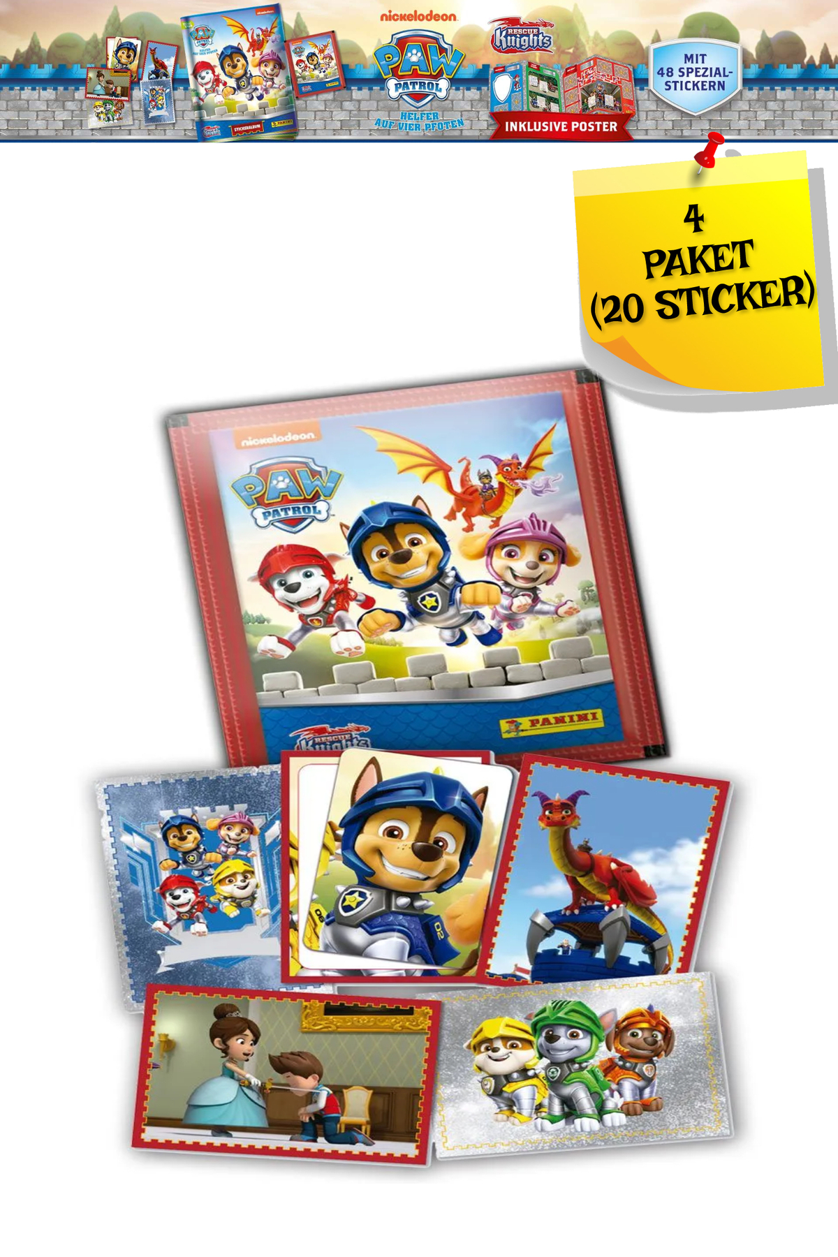 TOYFEST Panini Paw Patrol Sticker Çıkartma - 4 Paket ( 20 Adet Sticker ...