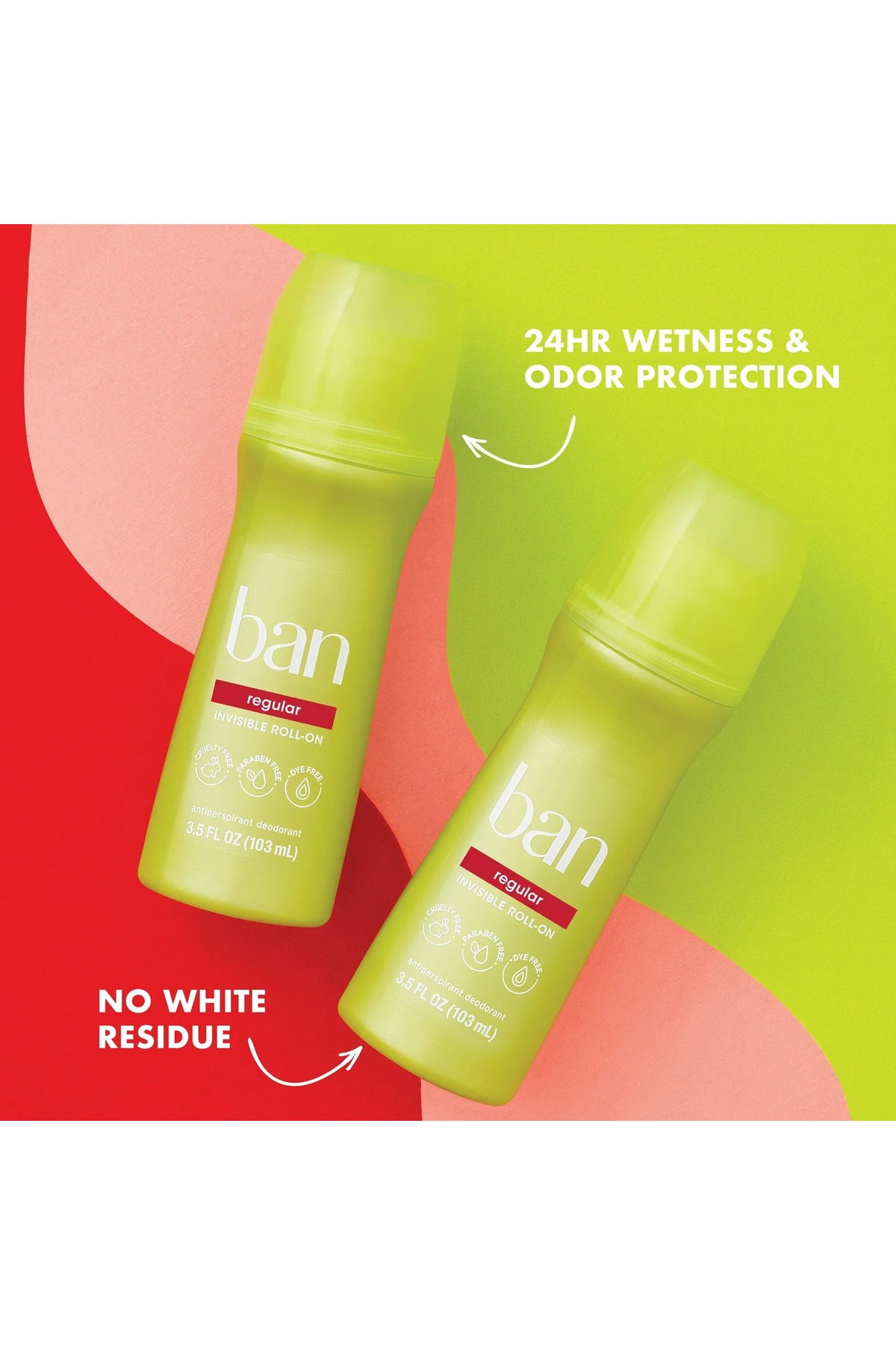 Ban Invisible Roll On Antiperspirant Deodorant Unisex Regular Scent 3.5 ...
