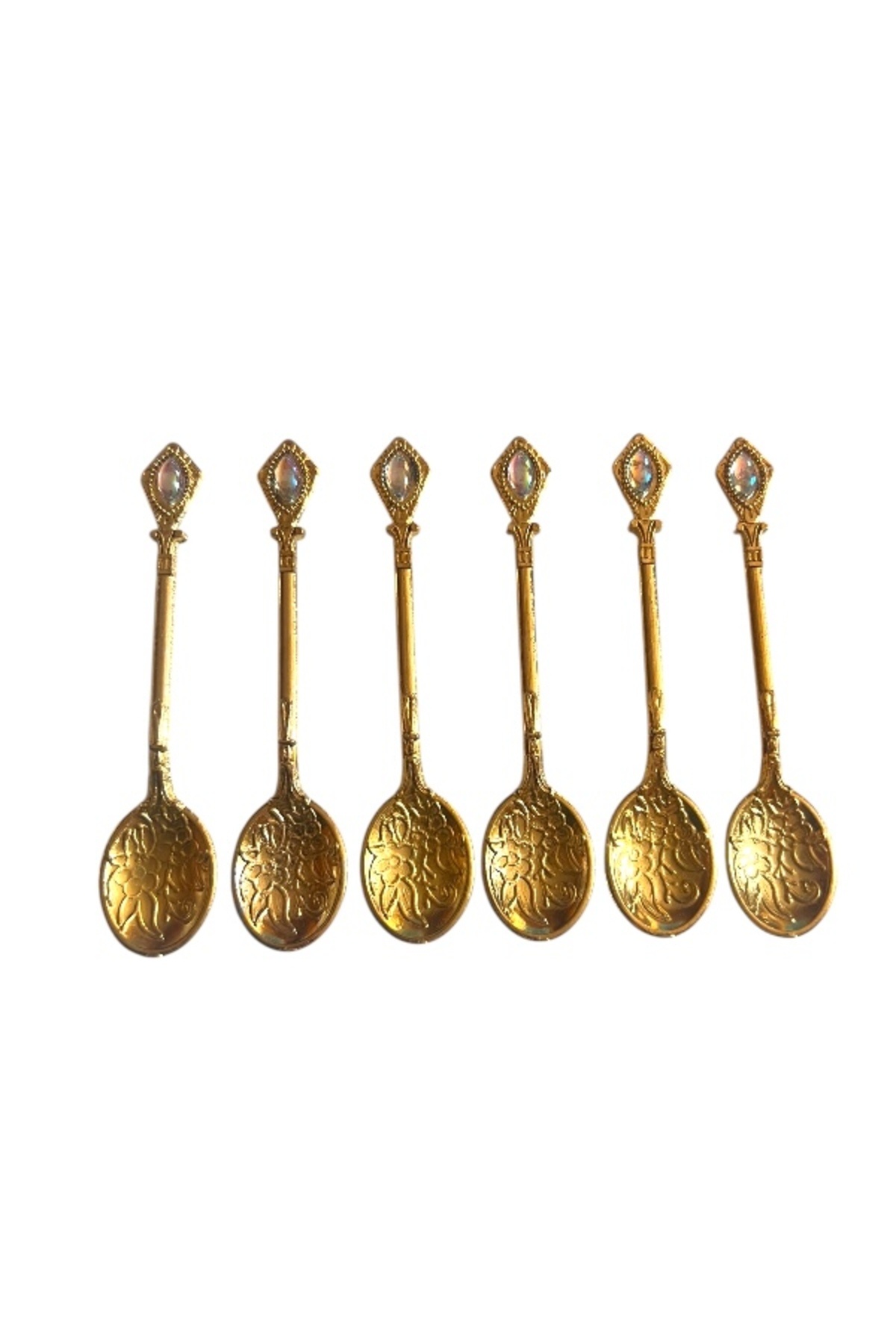 onyyapim VİNTAGE 6'LI GOLD GÖRÜNÜMLÜ DÖKÜM ÇAY KAHVE REÇEL BAHARAT ...