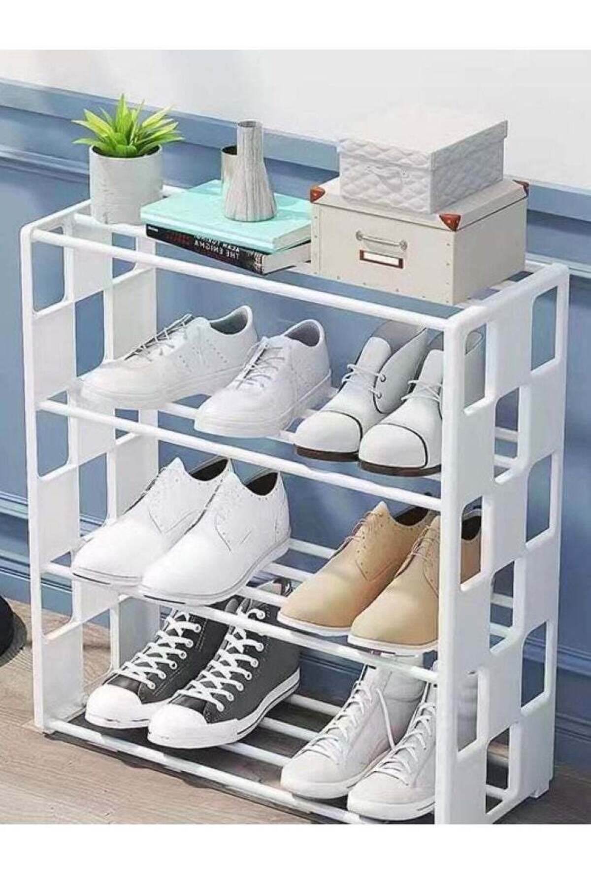 ALMUFARREJ 4 Shelves Shoe Storage Cabinet Plastic 52X38X58 Cm 8 Pairs ...
