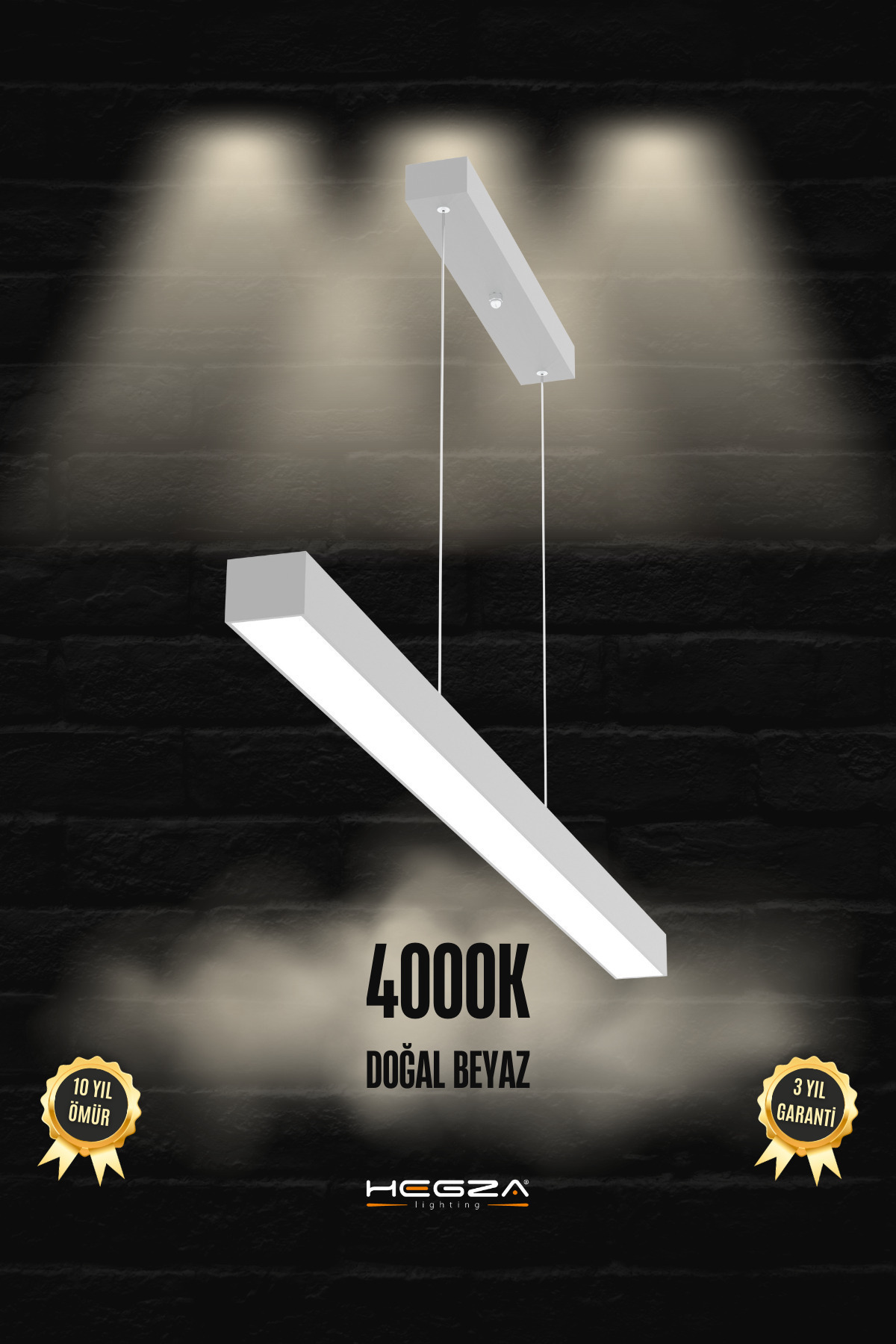 Hegza Lighting Lineer 120cm ( Gri Kasa, Doğal Beyaz Işık ) Sarkıt Modern Led Avize, Salon ...