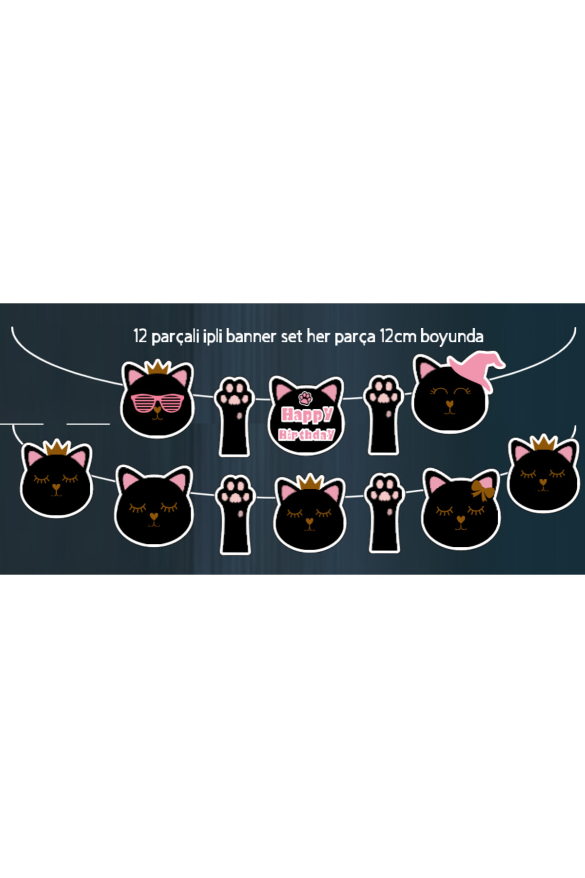 Hiras Dizayn 32 Parça Tam Set Siyah Sevimli Kedi Temalı Doğum Günü Seti ...