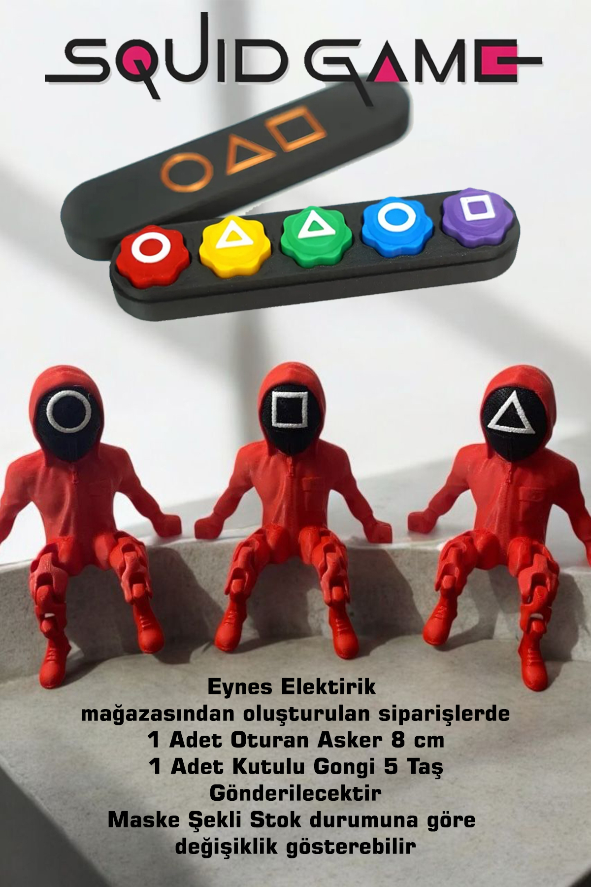Eynes Aydınlatma Kutulu Squid Game 5 Taş Seti Ve 1 Adet Squid Game ...