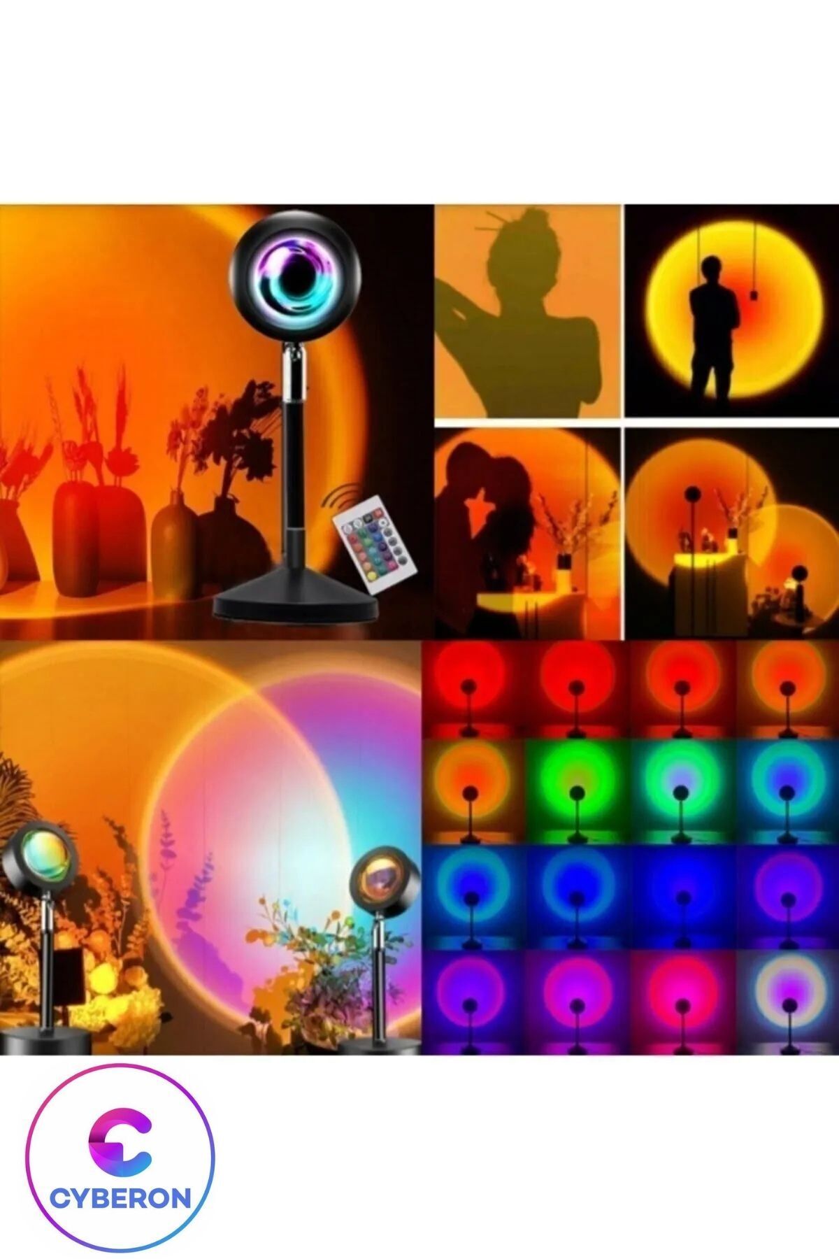 CYBERON Gün Batımı Projektör Uzaktan Kumandalı, Sunset Lamba 16 Renk ...