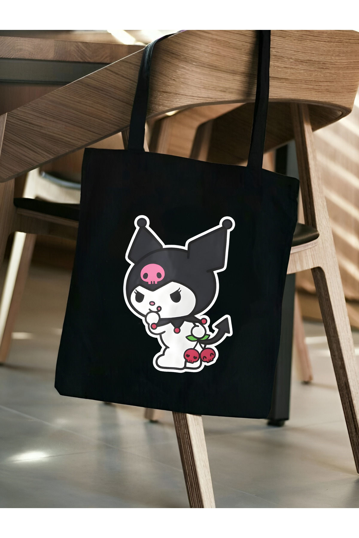 Cemira Kuromi Siyah Kanvas Tote Bag Bez Çanta, Pinterest Çanta, Kitap ...