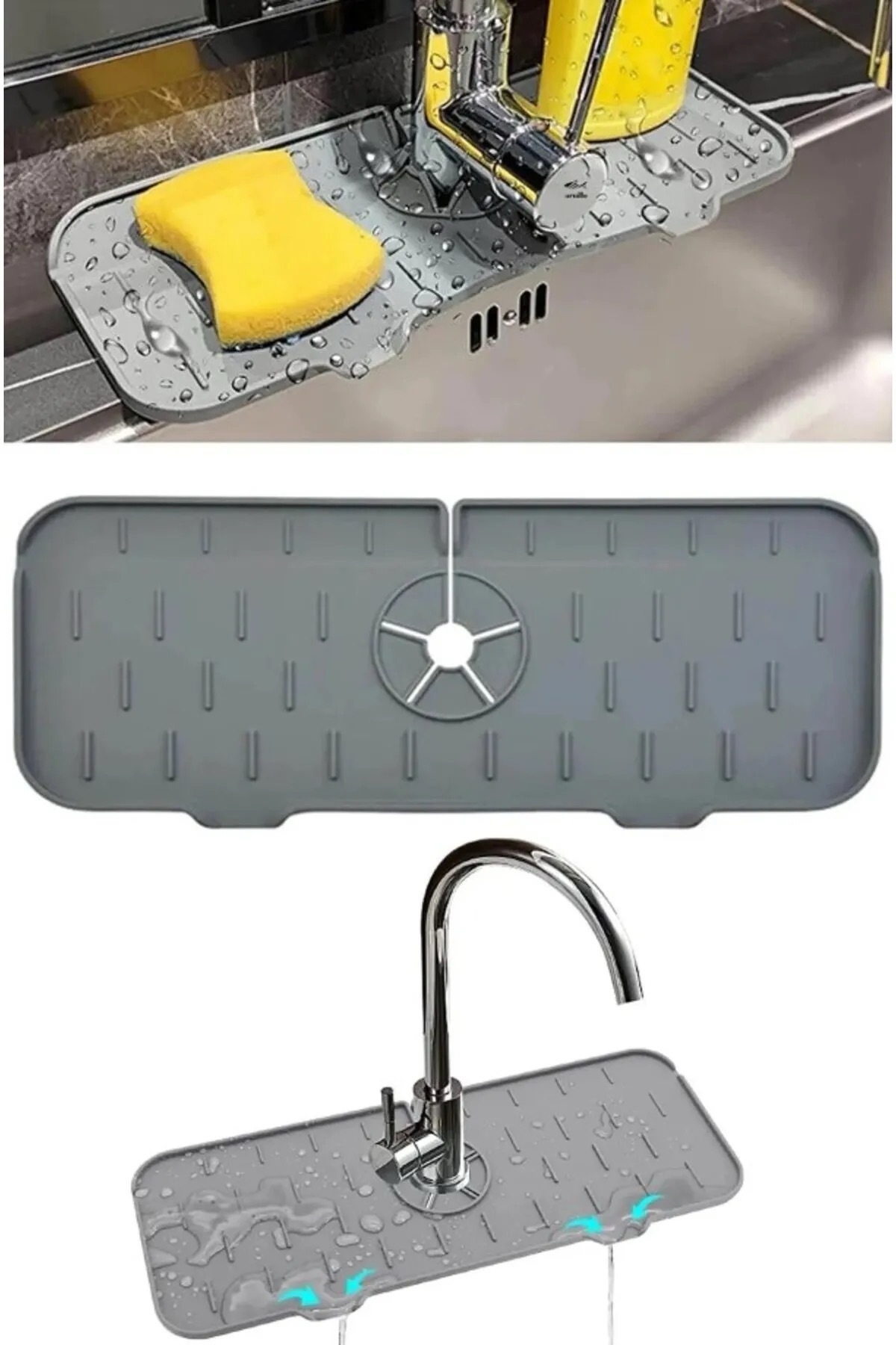 AKDAG HOME Su Tutucu Musluk Matı -Mutfak Vve Banyo İçin Koruyucu Gri ...