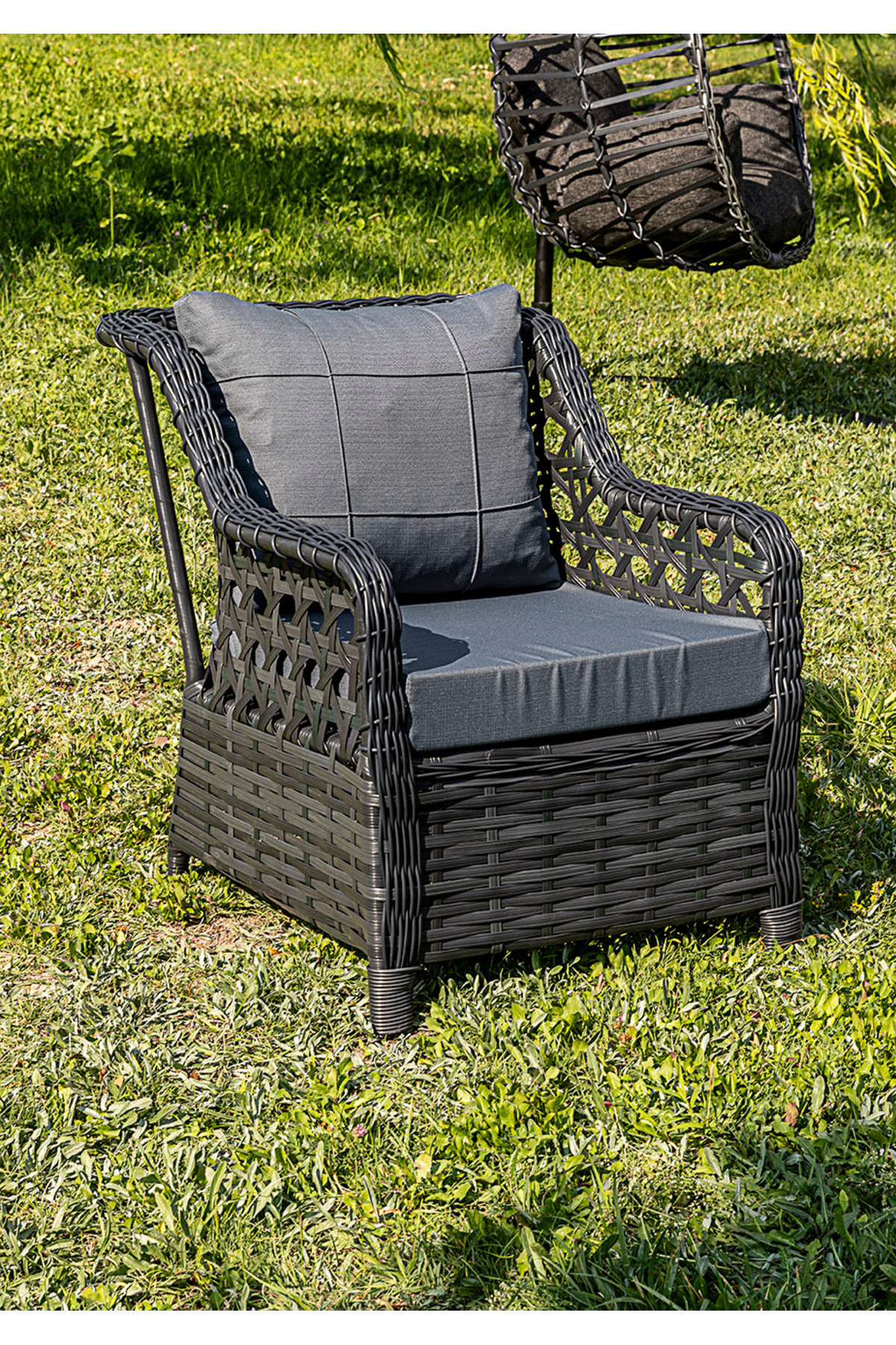 Rattani Oscar Rattan Bahçe Mobilyası Tekli Koltuk, Antrasit - Fiyatı ...