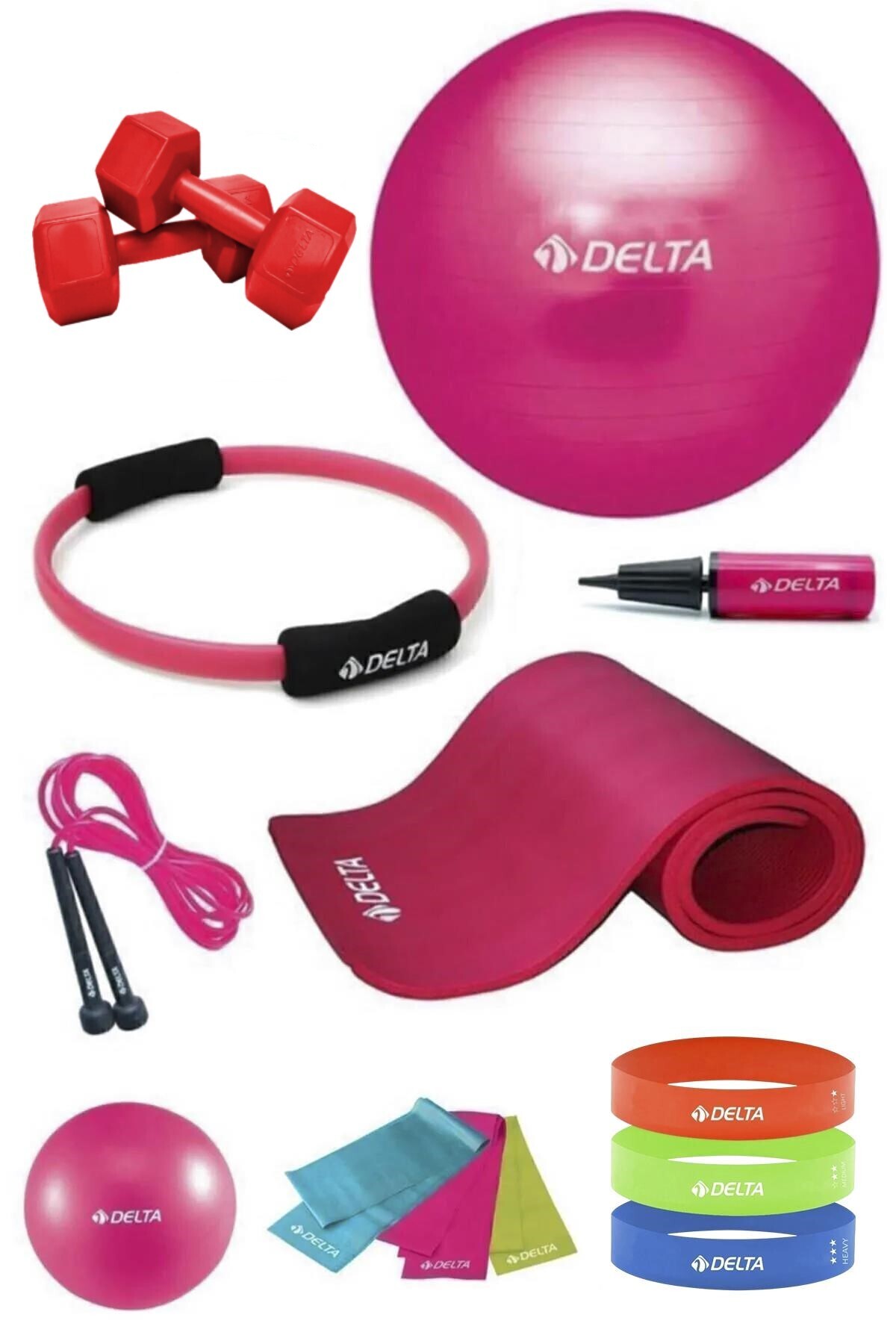 Delta 180 - 200 Cm Boya Uygun 14 Parça Pilates Seti 85 Cm Top 10 Mm ...