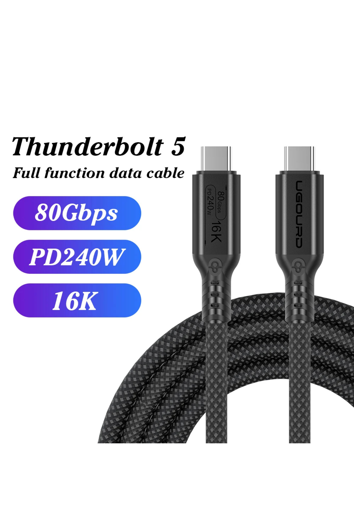 Choice 1m Thunderbolt5 80Gbps UGOURD Thunderbolt 5 Cable Type C 80Gbps ...