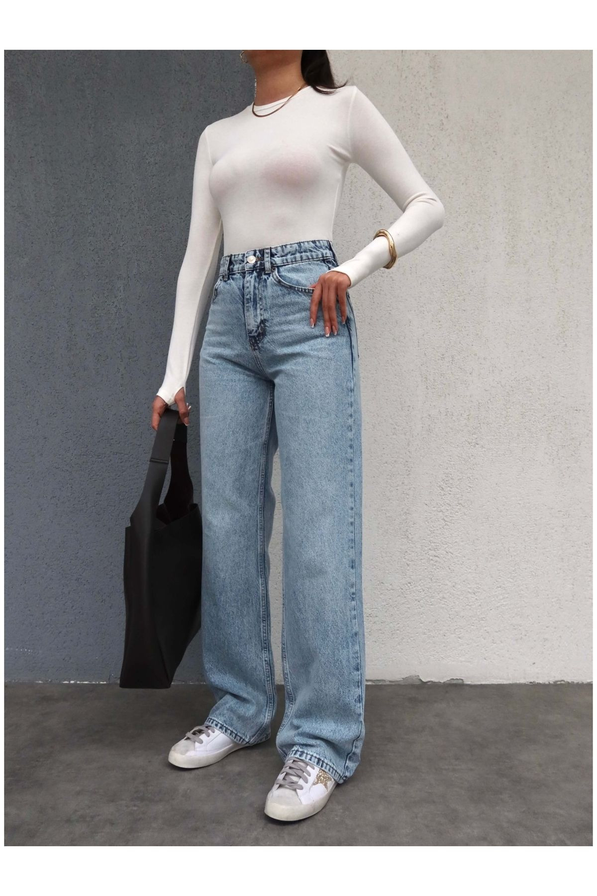 sion jeans Julia Milano Pamela Wolf 90's Kar Yıkama Mavi Likralı Süper Yüksek Bel Salaş Jeans ...