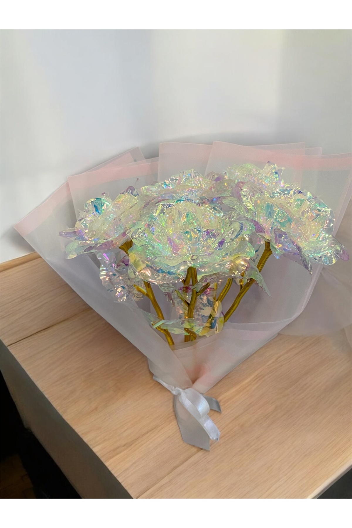 Baalaa 5 Adet Solmayan Sonsuzluk Gülü Çiçek Buketi-altın Kaplama Ebedi ...