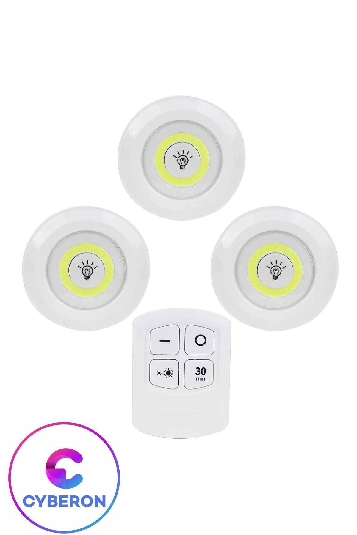 CYBERON Uzaktan Kumandalı 3 Lü Spot Led Lamba Kablosuz Pilli Işıldak ...