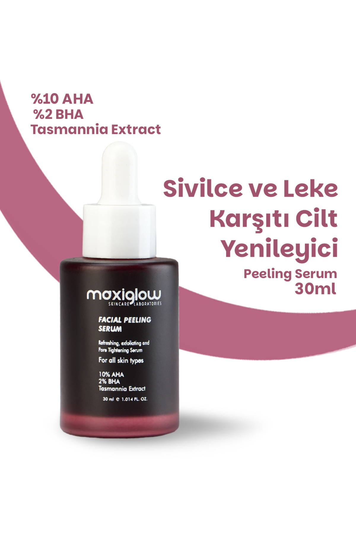 MaxiGlow Aha Bha Cilt Bakım Serumu, Sivilce Leke Karşıtı, Gözenek ...